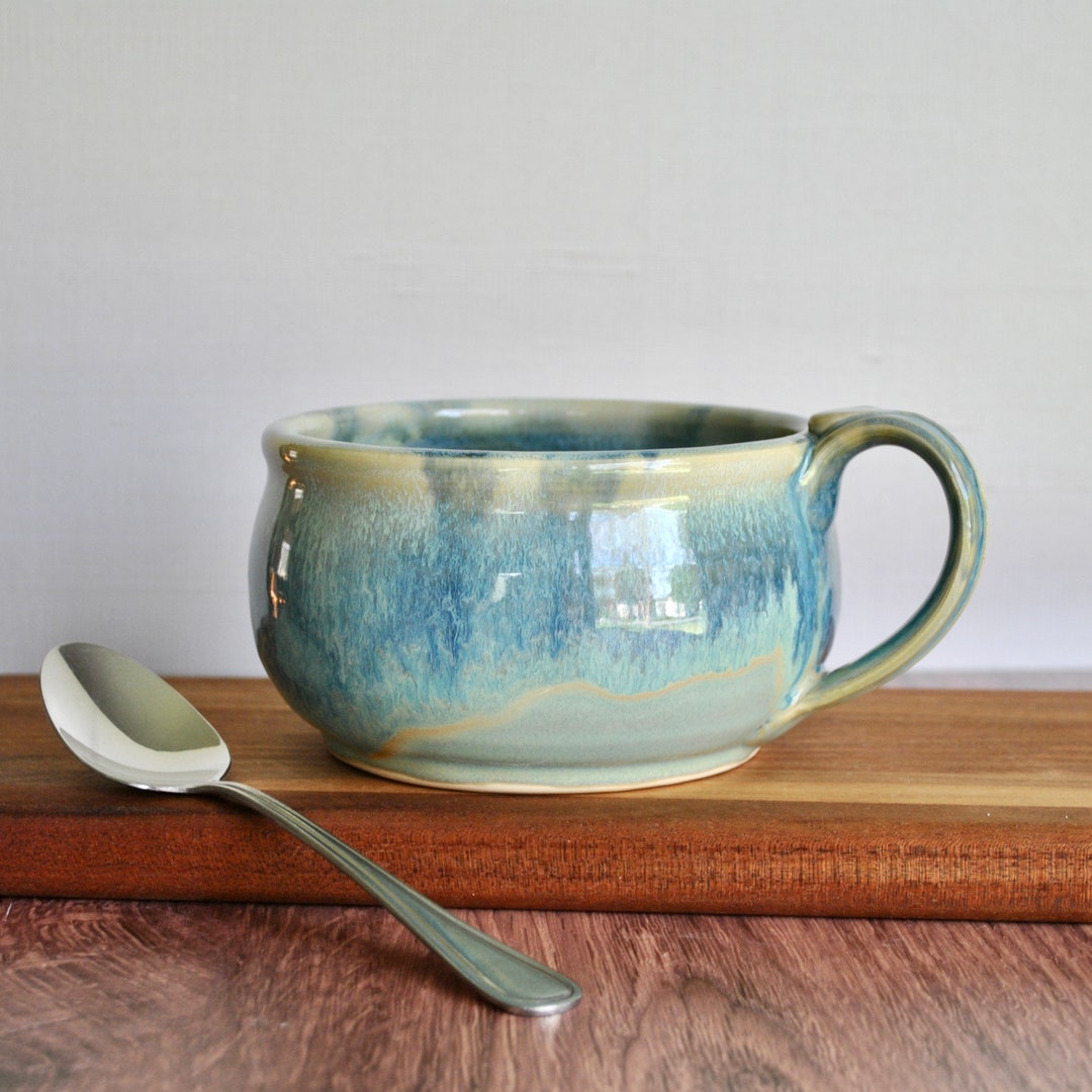 Chowder Bowl | Handmade Stoneware Pottery Chowder Bowl in Green, Blue ...