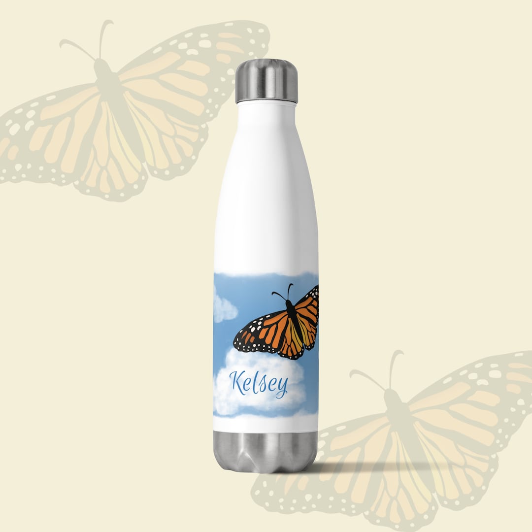 Monarch Butterfly Custom Water Bottle, Insulated Double Wall Steel 20 ...