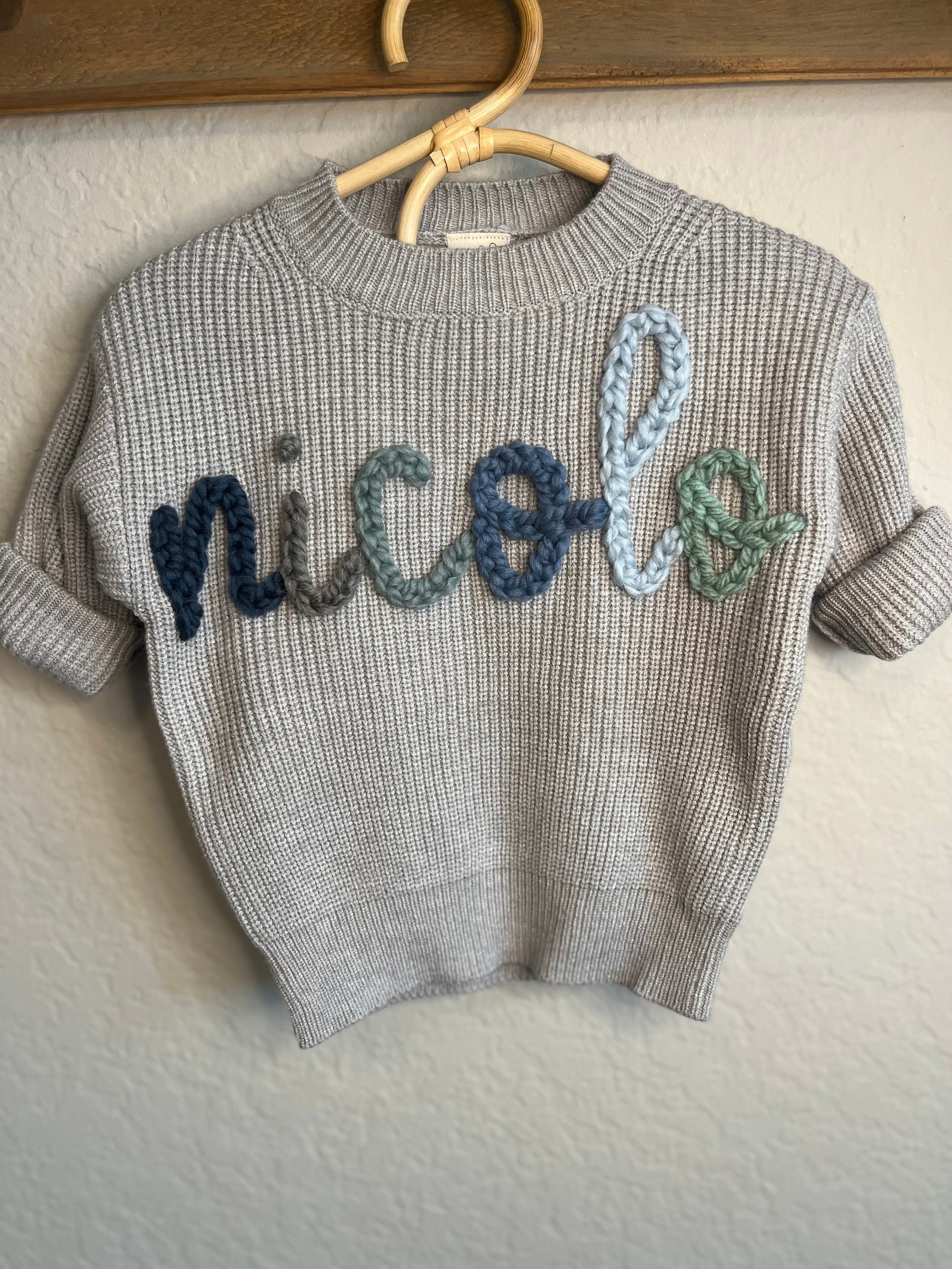 Custom Name Boy Sweater, Personalized Name Sweater, Hand Embroidered ...
