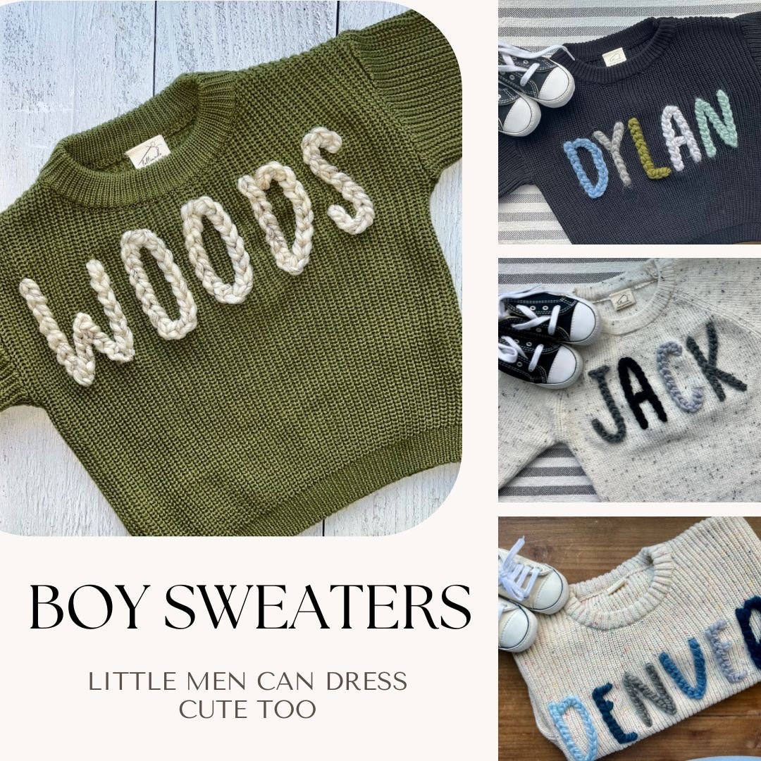 Custom Name Boy Confetti Sweater, Personalized Name Sweater, Hand ...