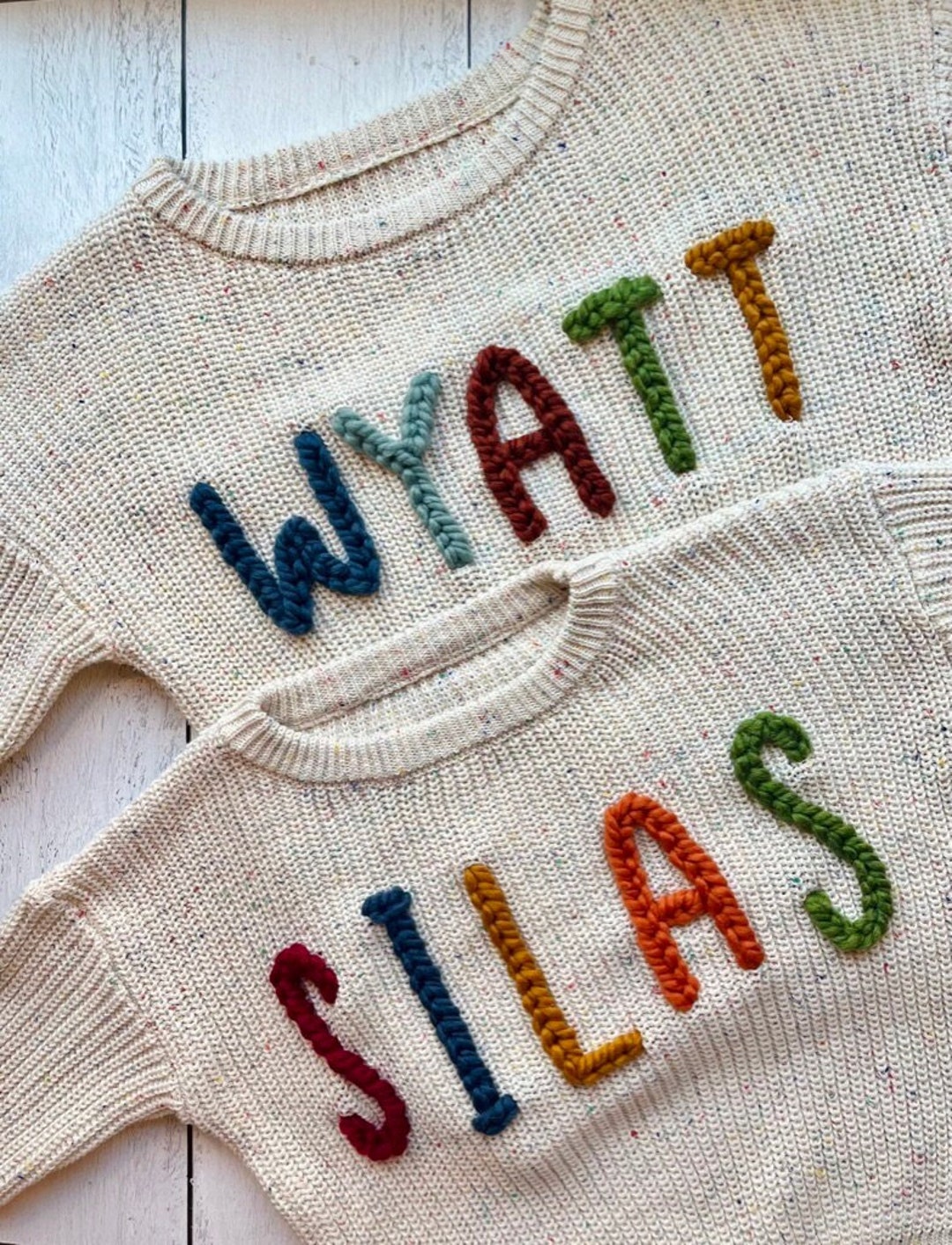 Custom Name Boy Sweater, Personalized Name Sweater, Hand Embroidered ...