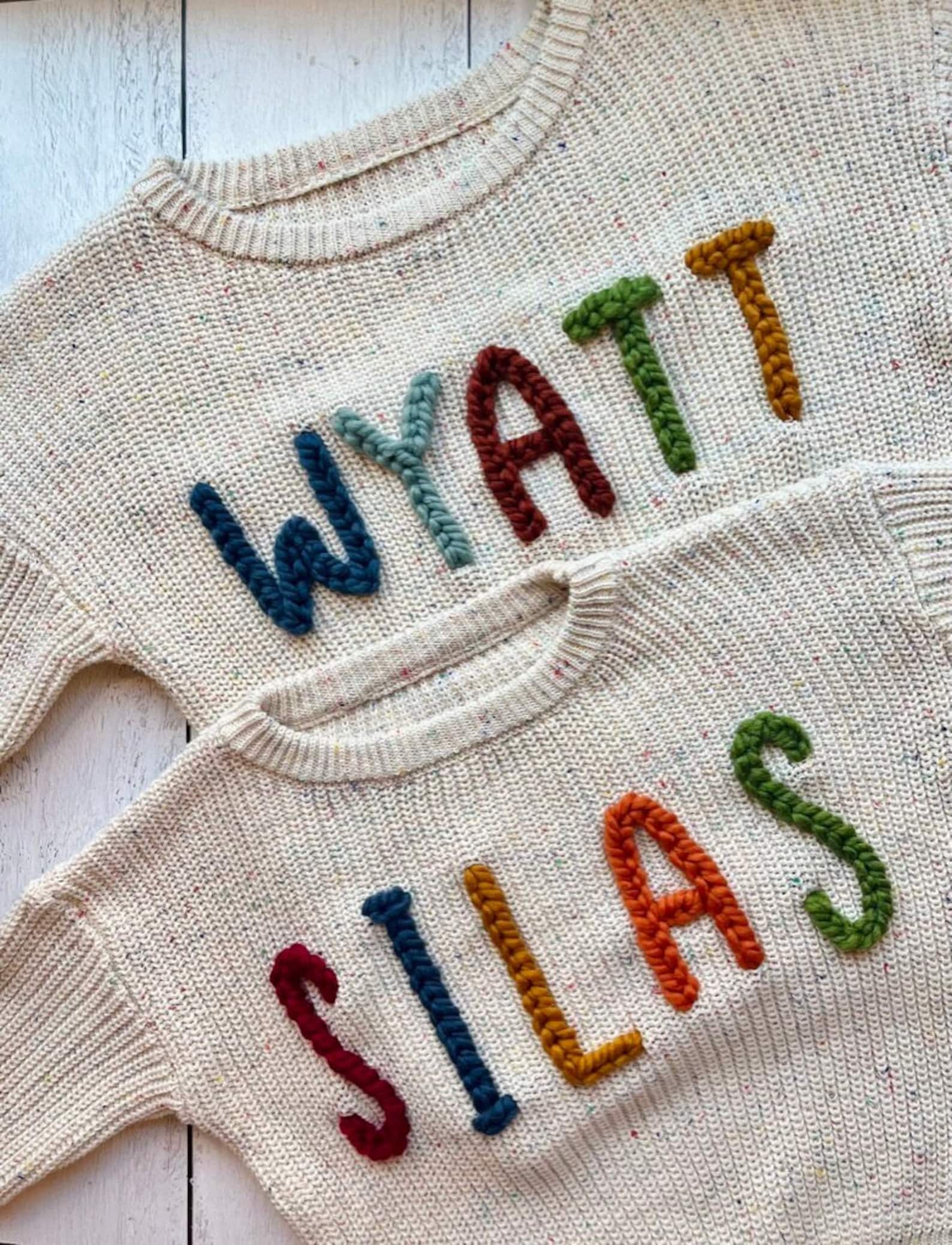 Custom Name Boy Sweater, Personalized Name Sweater, Hand Embroidered ...