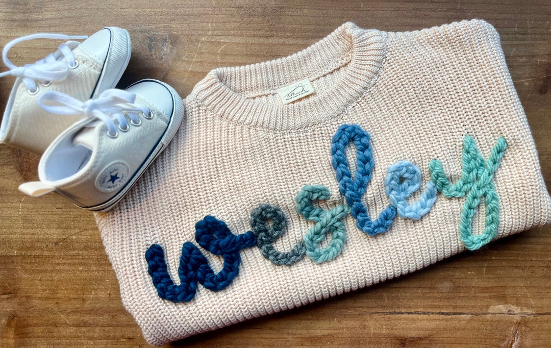 Custom Name Boy Confetti Sweater, Personalized Name Sweater, Hand ...