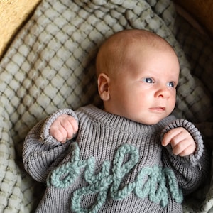 Custom Name Boy Sweater, Personalized Name Sweater, Hand Embroidered ...