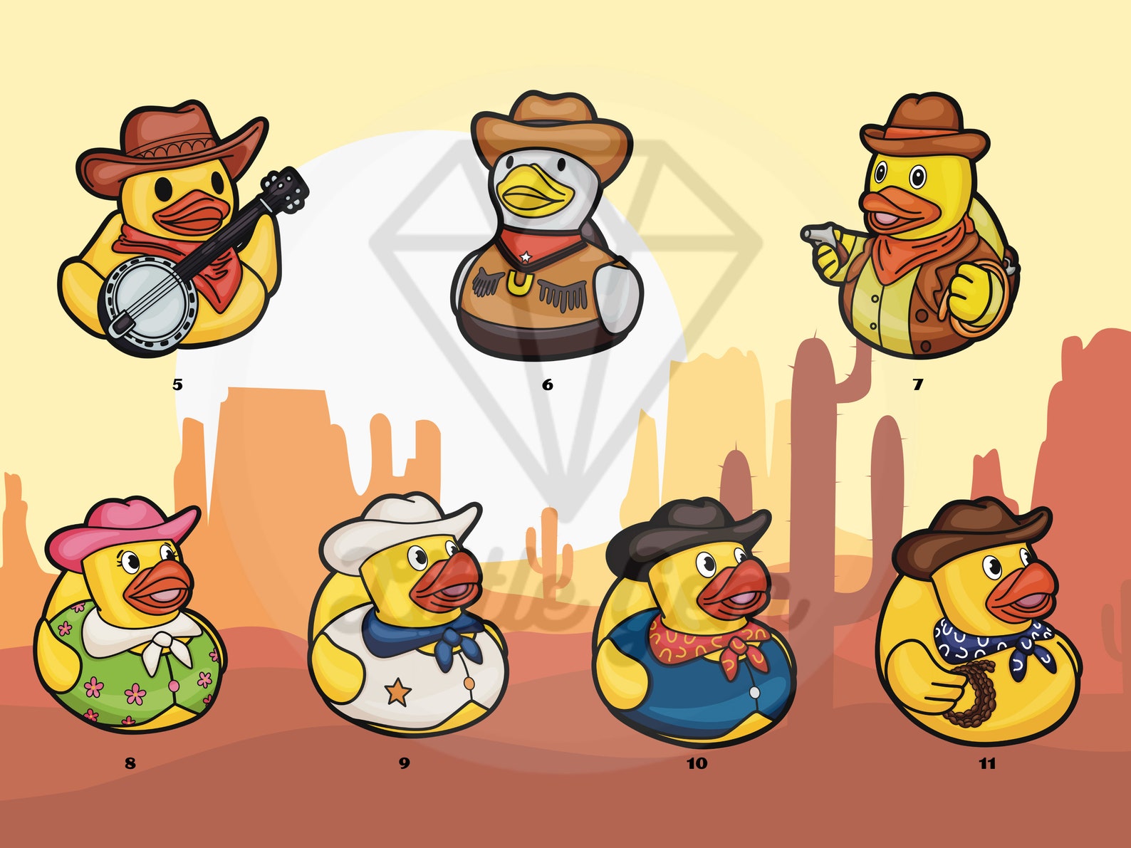 Cowboy/cow Rubber Duck Clipart - X15 PNG Bundle - Wild West Rubber Duck ...