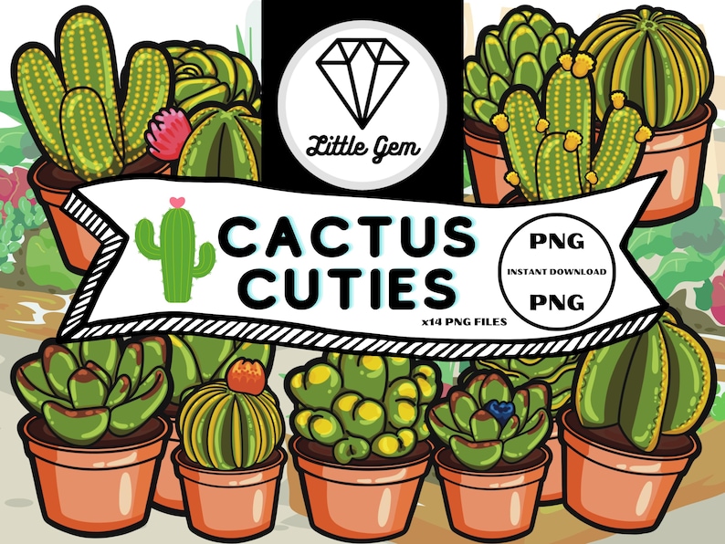 Cactus/succulent Clipart - Potted Indoor Plant/cute Cactus - X14 PNG ...