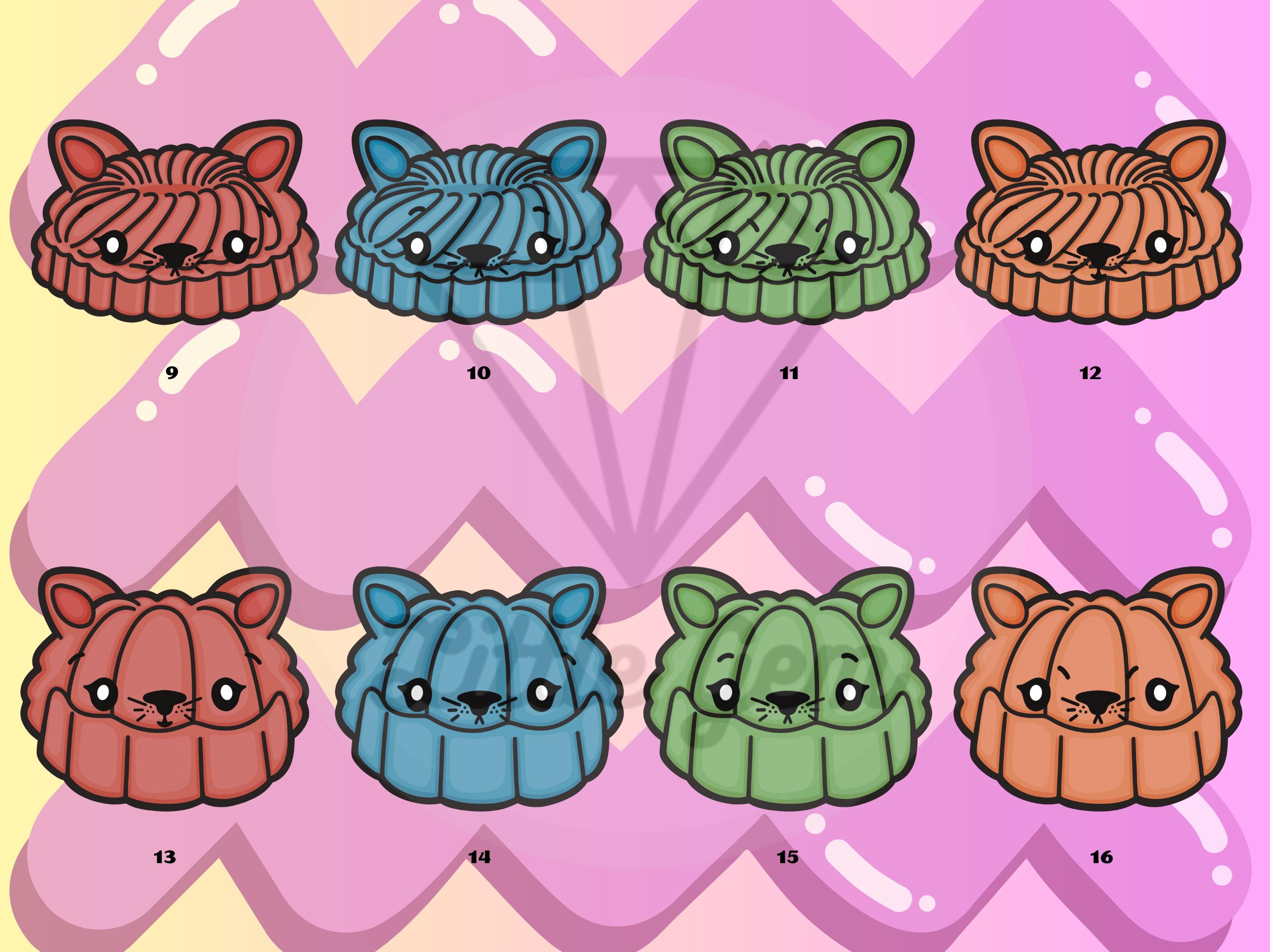 Jelly Mould Kitty Cat Clipart - Cute Colourful Cats/squishy Kittys ...
