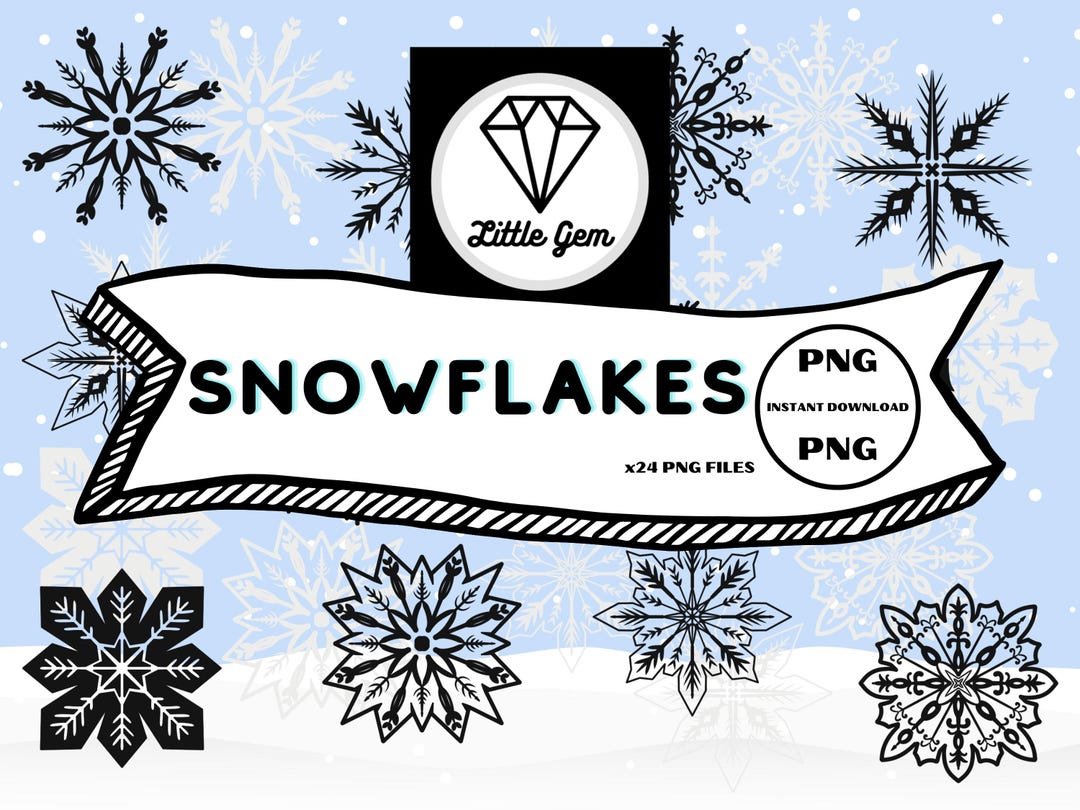 Snowflake Clipart - Snowflakes - X24 PNG Bundle - Christmas/winter ...