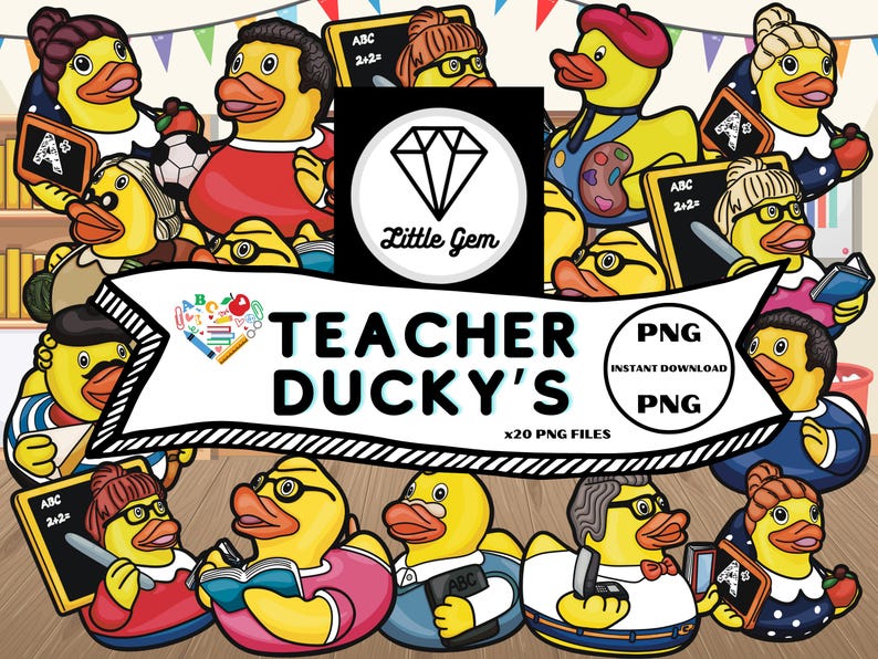 Teacher Rubber Duck Clipart - X20 PNG Bundle - School Teacher Rubber ...