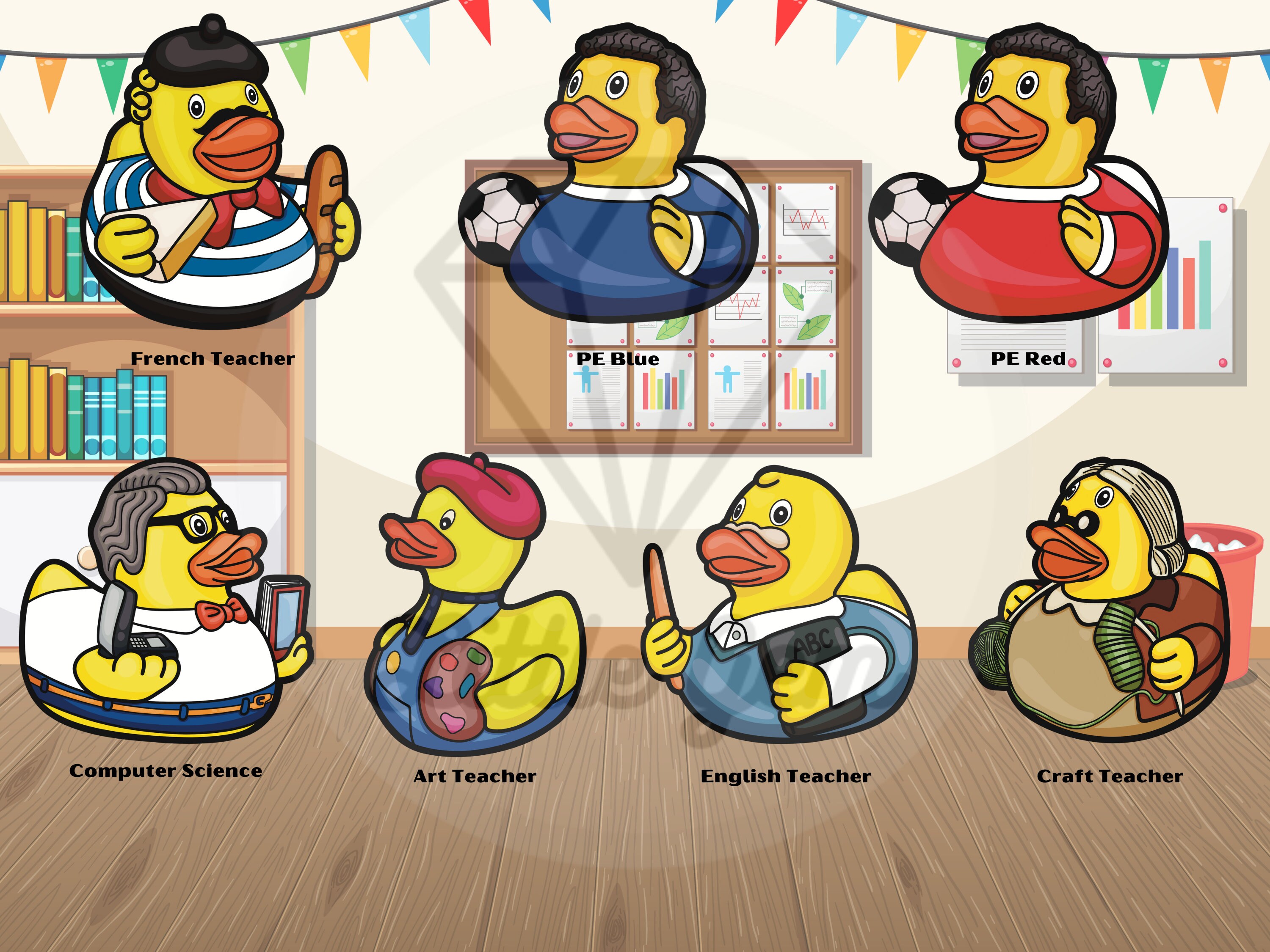 Teacher Rubber Duck Clipart - X20 PNG Bundle - School Teacher Rubber ...