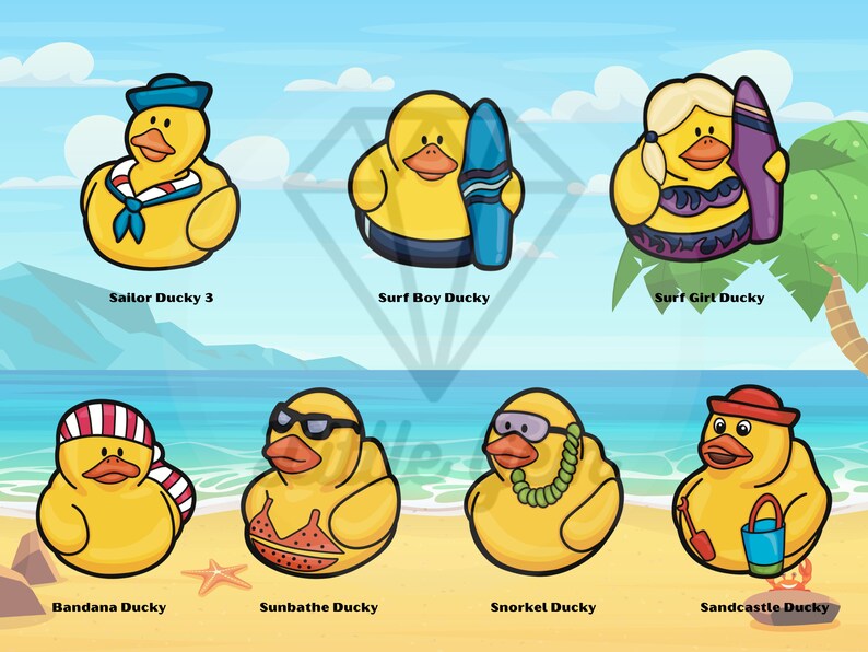 Ocean-themed Rubber Duck Clipart - X19 PNG Bundle - Seaside/holiday ...