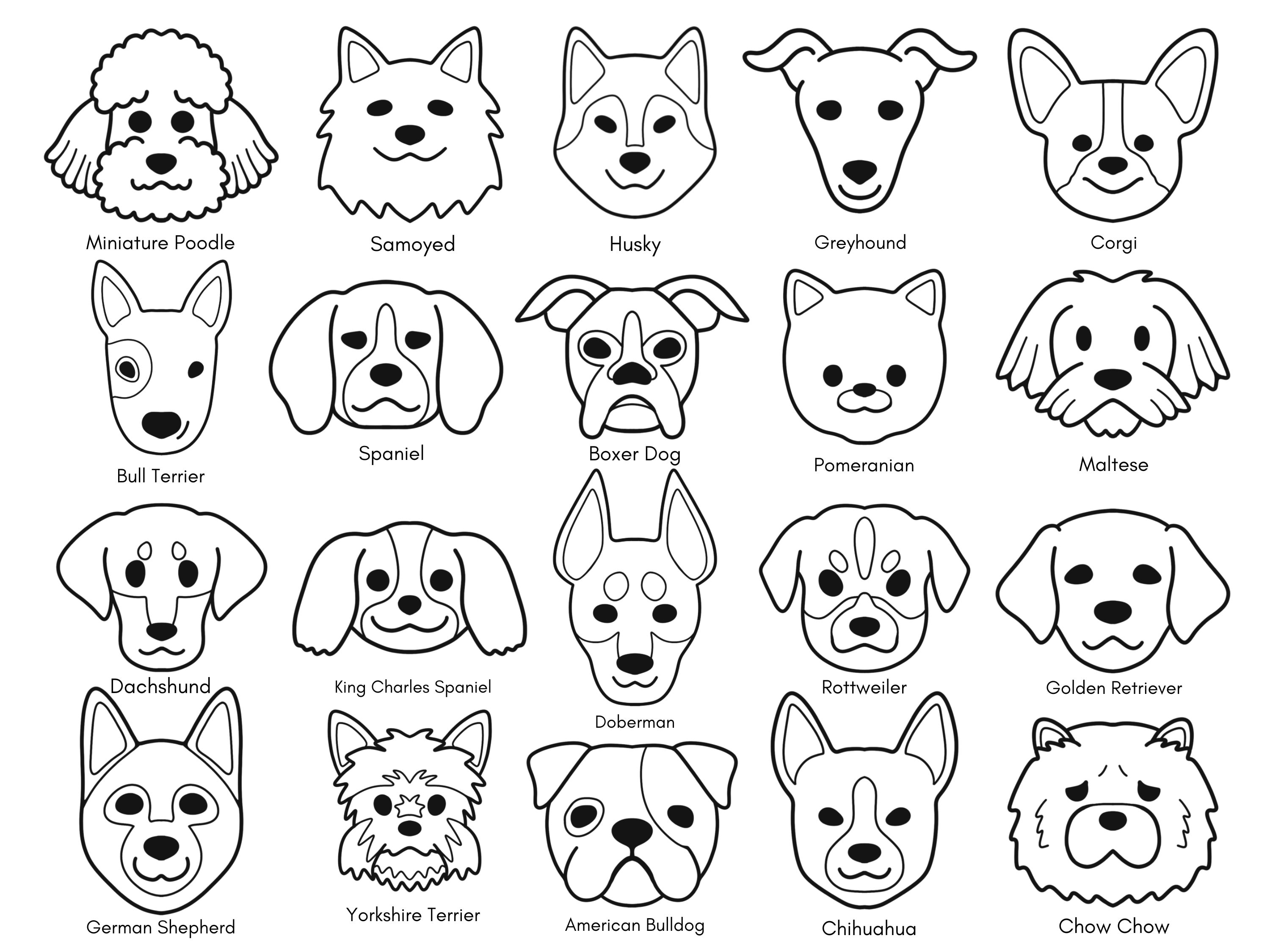Dog Outline Clipart X36 PNG X36 SVG Bundle Instant Digital Download ...
