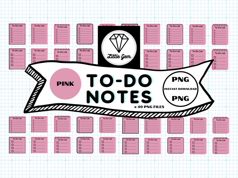 To-do Lists - Journal and Planner - Digital Note Paper - X40 PNG Bundle ...