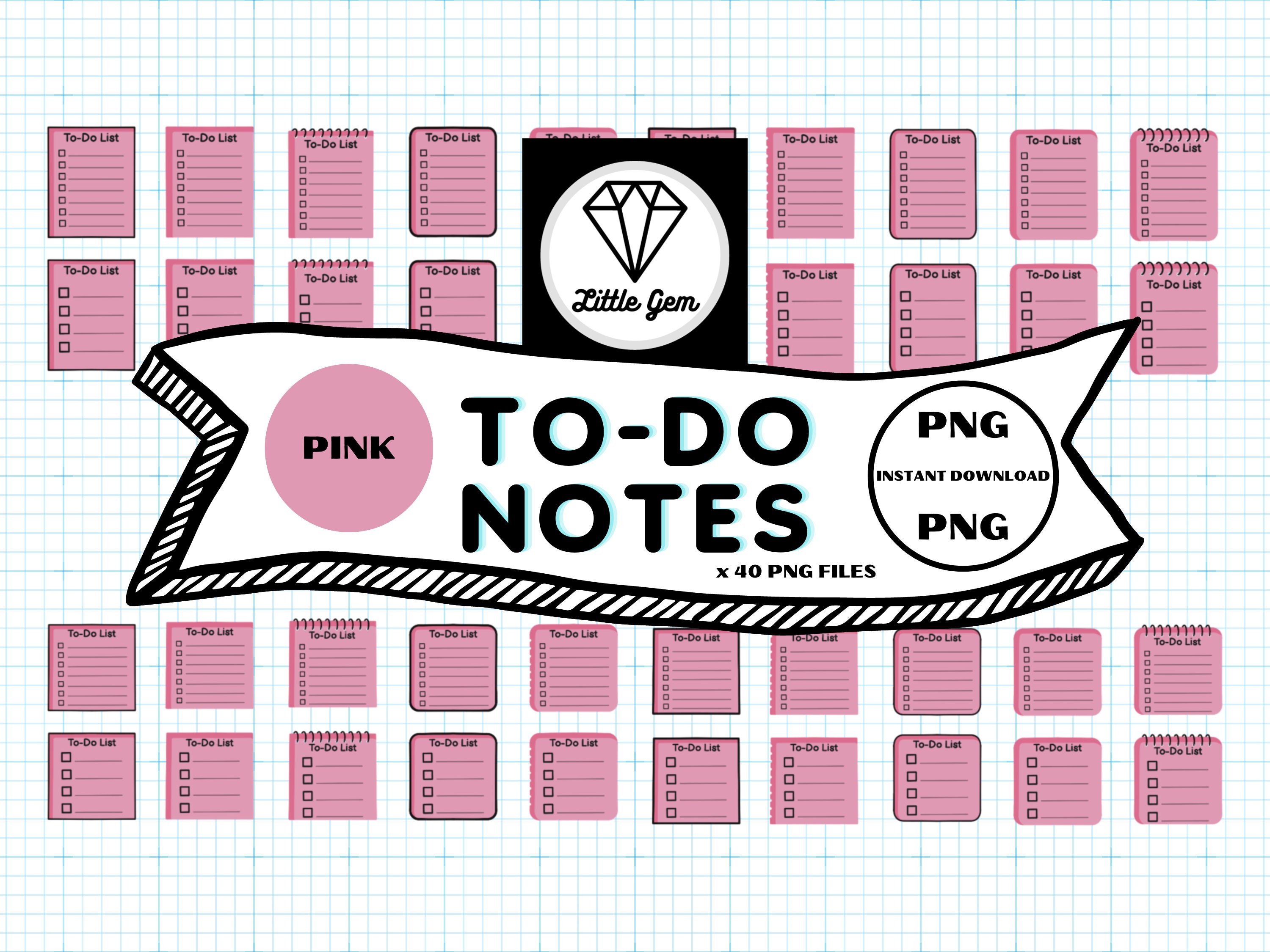 To-do Lists - Journal and Planner - Digital Note Paper - X40 PNG Bundle ...