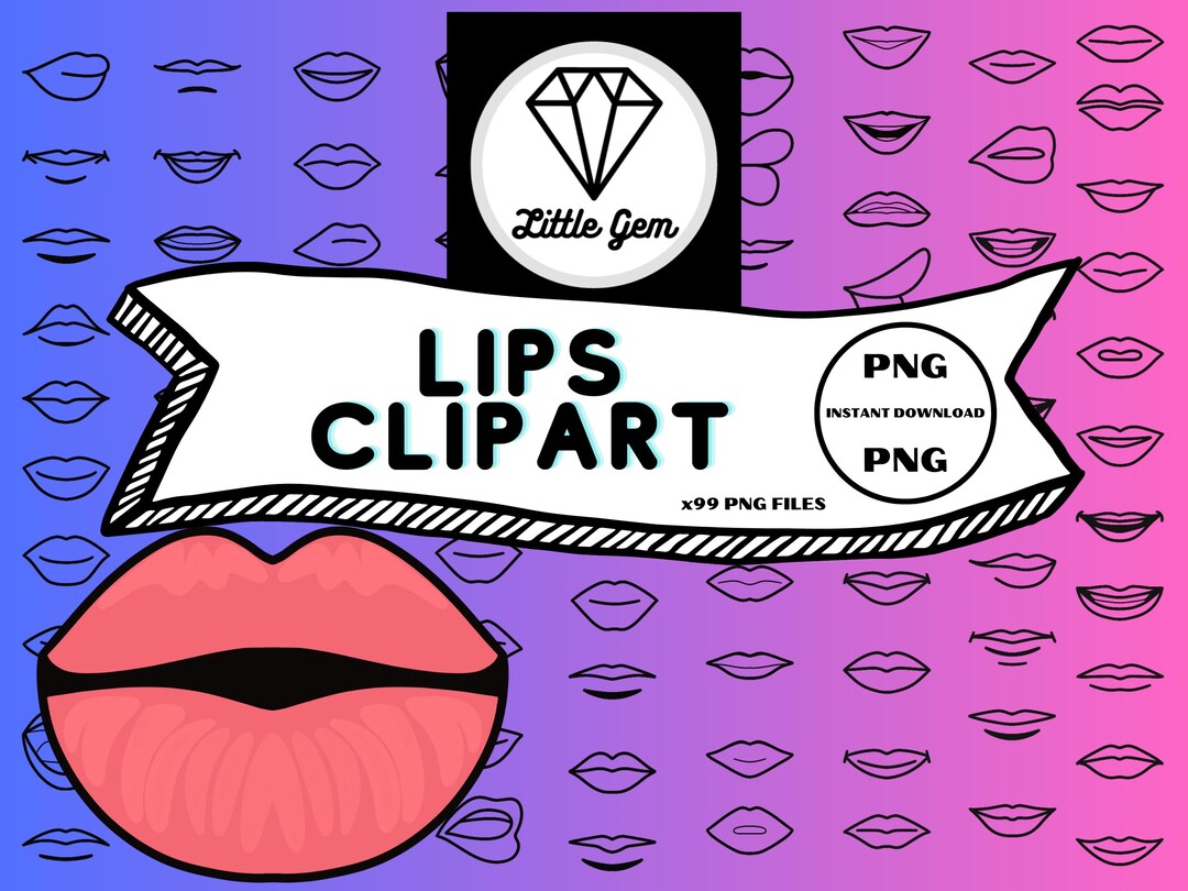 Lip Outline Clipart - Lip Shapes - Front and Side Profiles - Full/thin ...