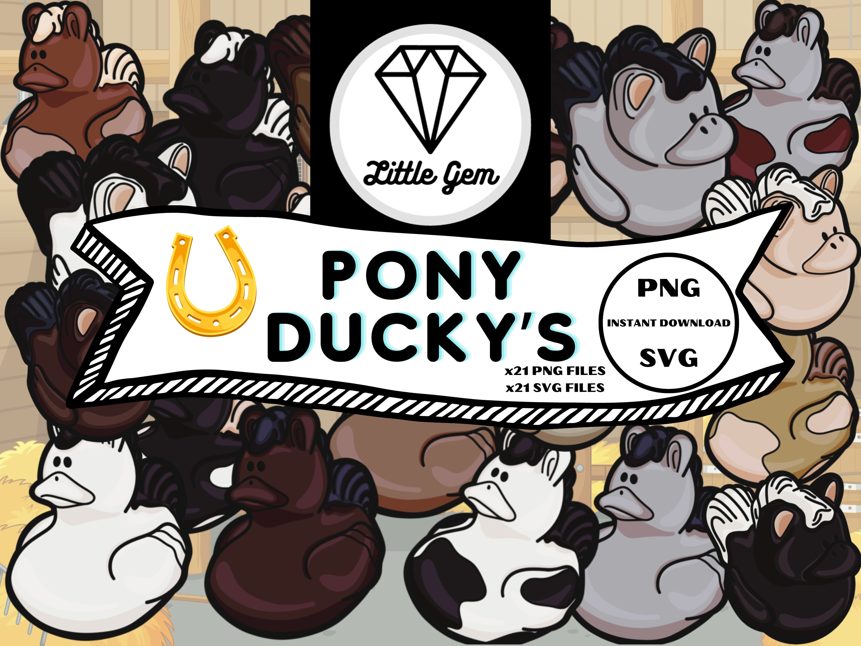 Pony Rubber Duck Clipart X21 PNG Bundle X21 SVG Bundle Horse Rubber ...