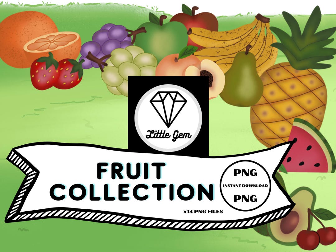 Fruit Clipart - Pineapple/strawberry/cherry/banana/orange/apple/peach ...