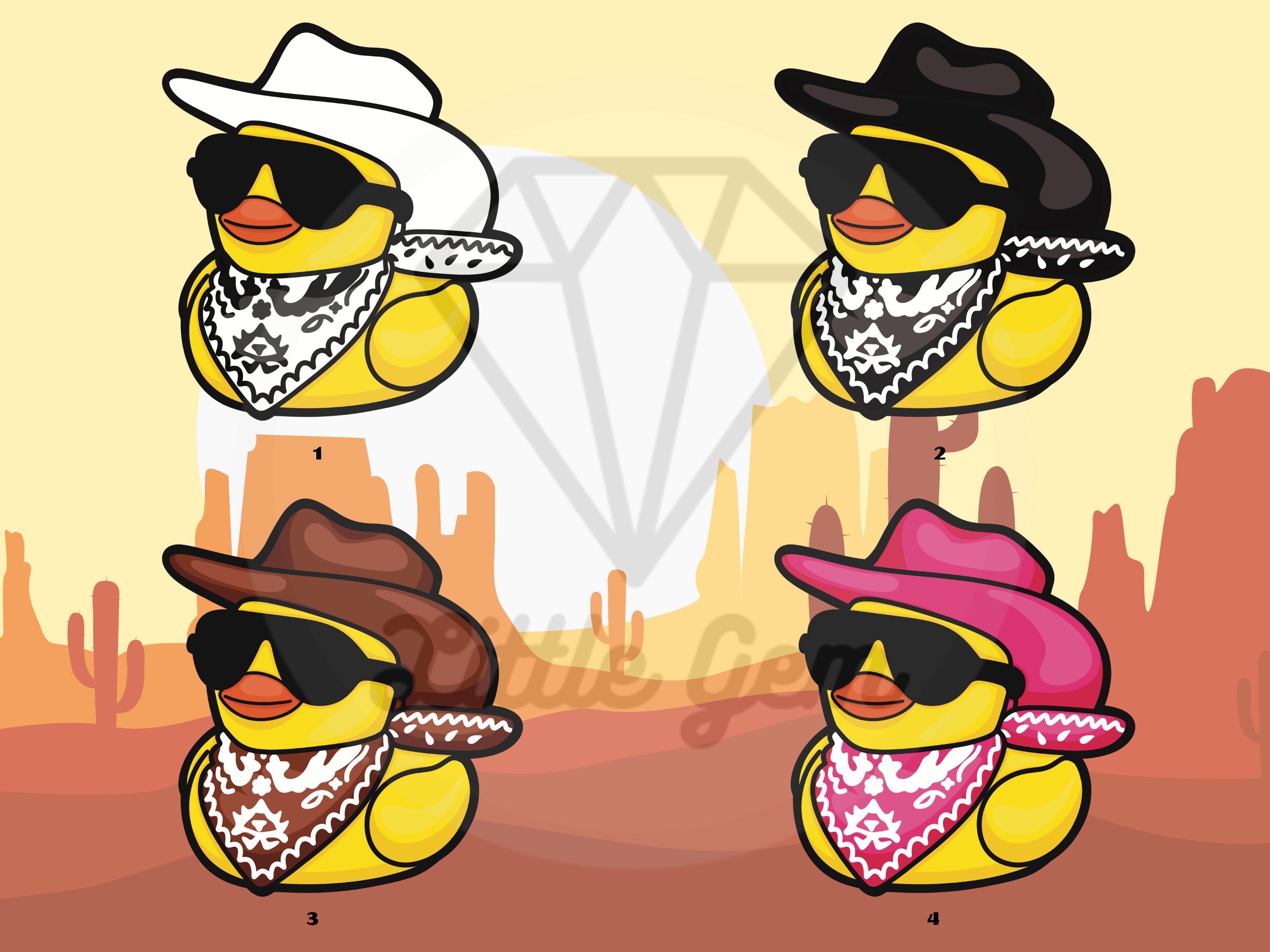 Cowboy/cow Rubber Duck Clipart - X15 PNG Bundle - Wild West Rubber Duck ...