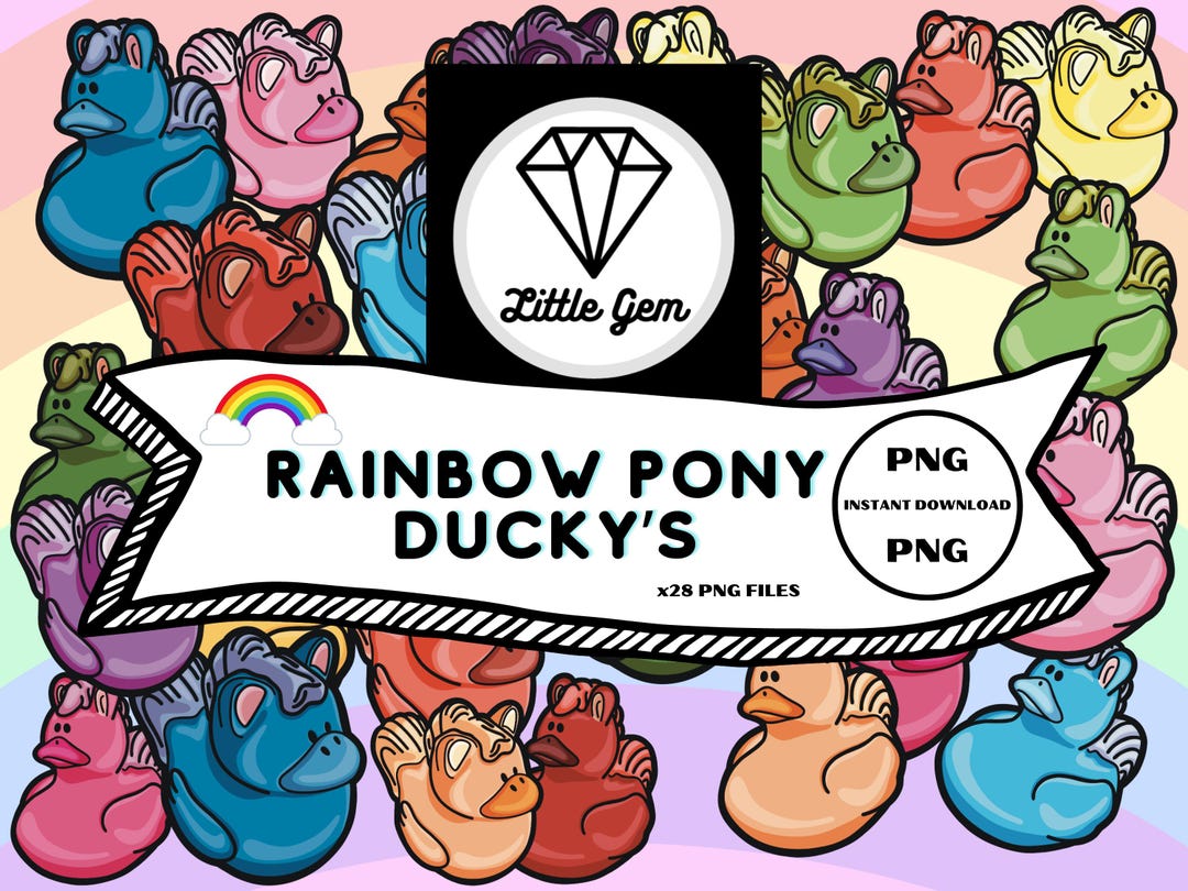 Rainbow Pony Rubber Duck Clipart - X28 PNG Bundle - Horse Rubber Duck ...