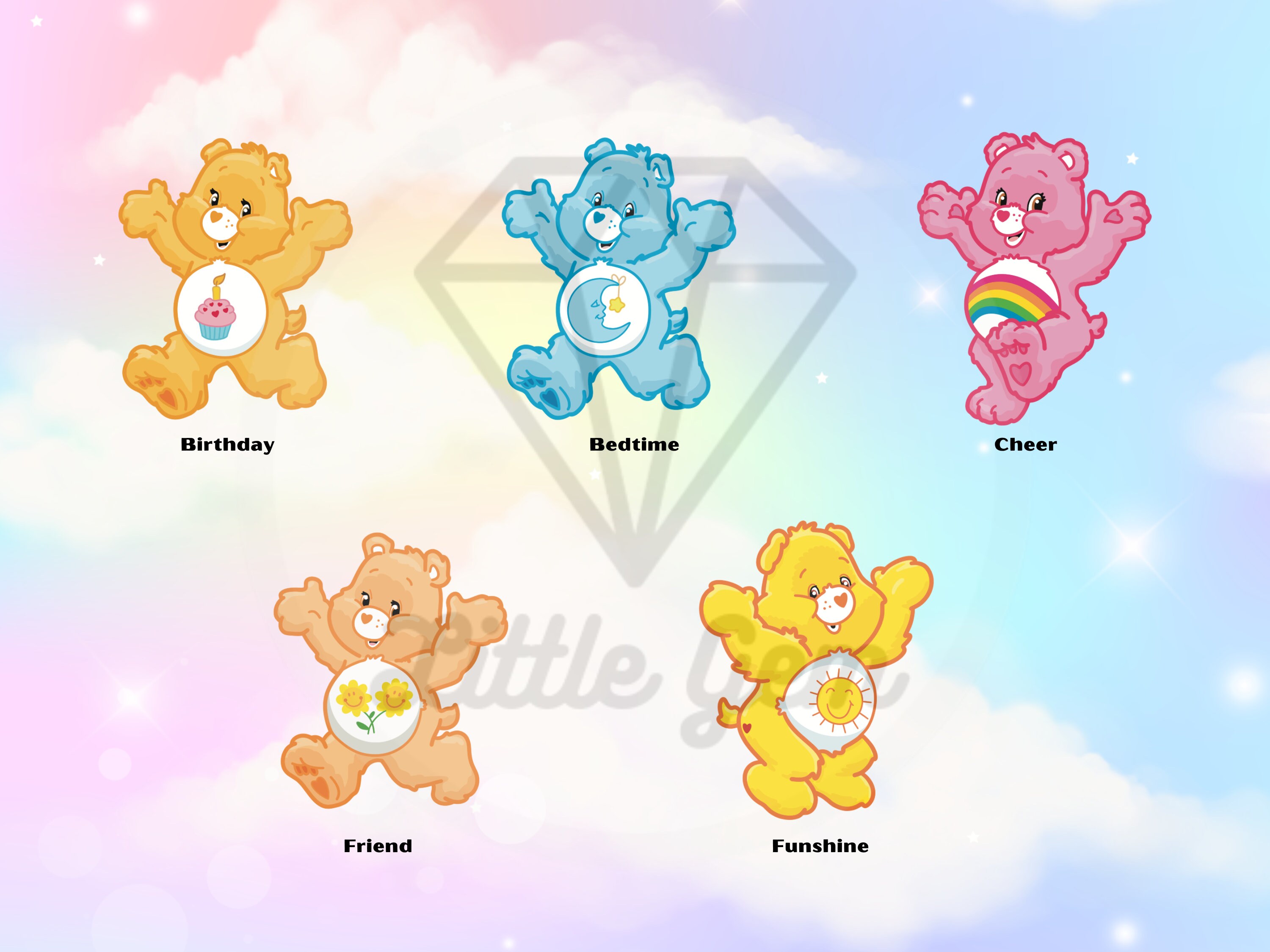 Cartoon Bear Clipart - Cute Teddy Bear - Rainbow Coloured Bears - X10 ...