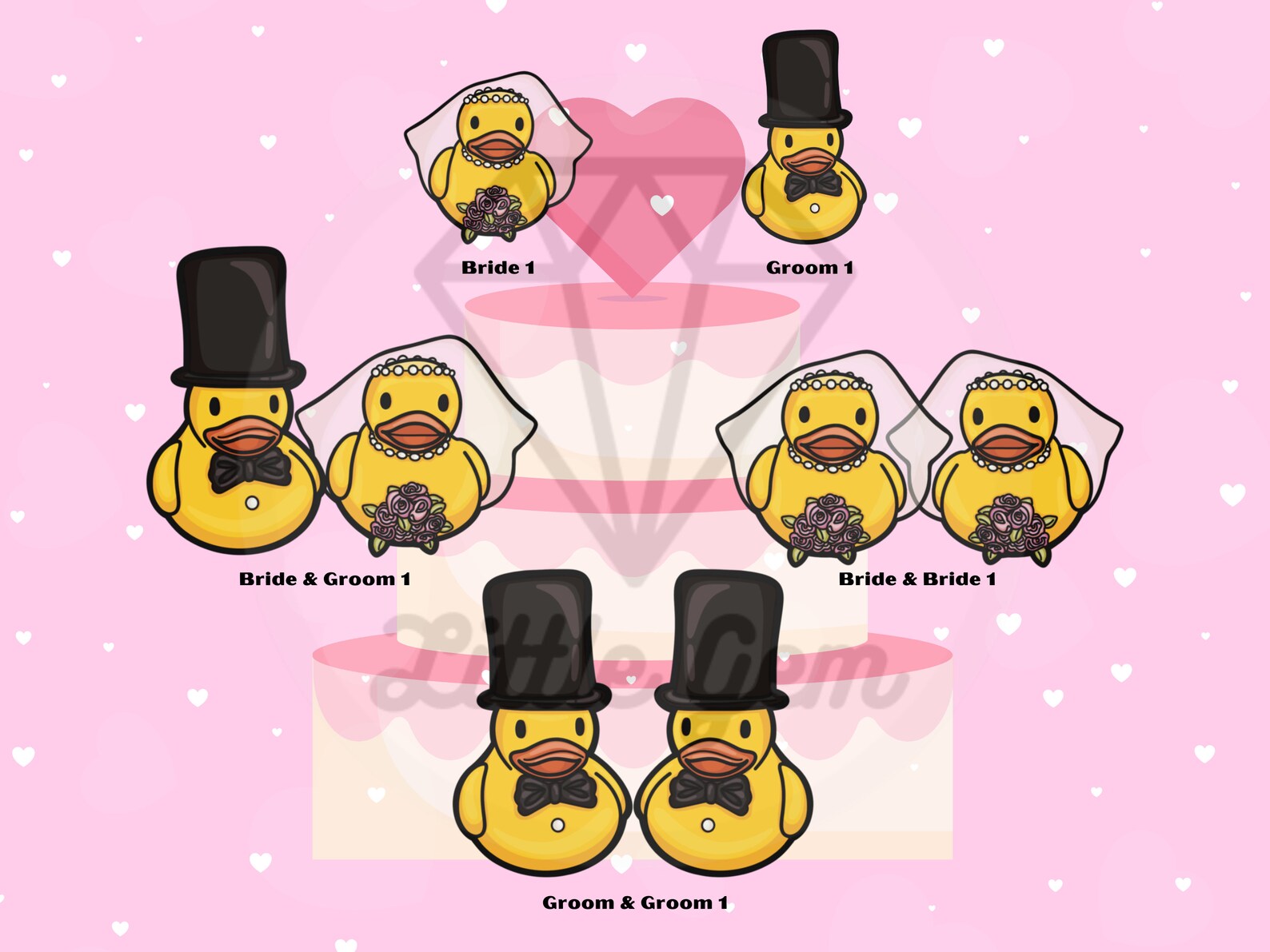 Wedding Rubber Duck Clipart - X29 PNG Bundle - Wedding Themed Ducky ...