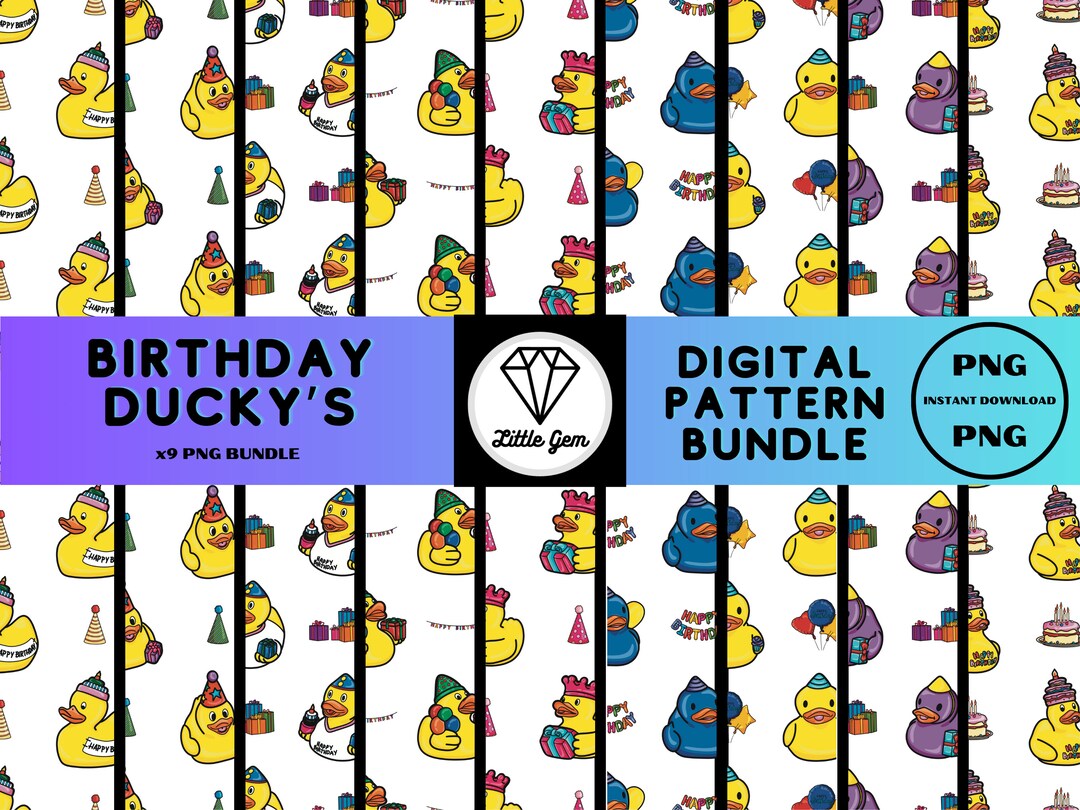 Birthday Rubber Duck Digital Pattern Bundle - PNG Digital Pattern Paper ...