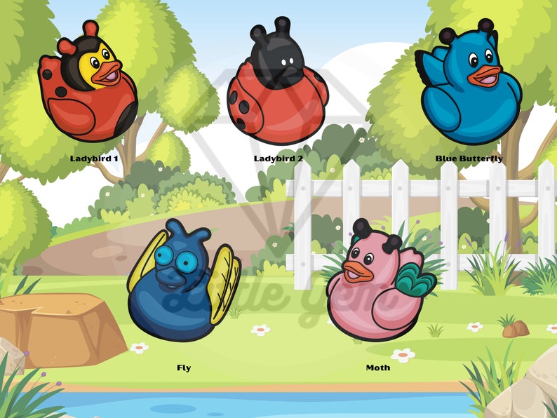 Garden-themed Rubber Duck Clipart - X21 PNG Bundle - Flower/insect ...
