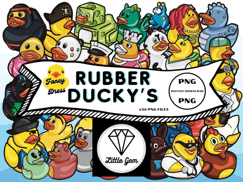 Fancy Dress/mixed Rubber Duck Clipart Bundle - X36 PNG Bundle - Themed ...