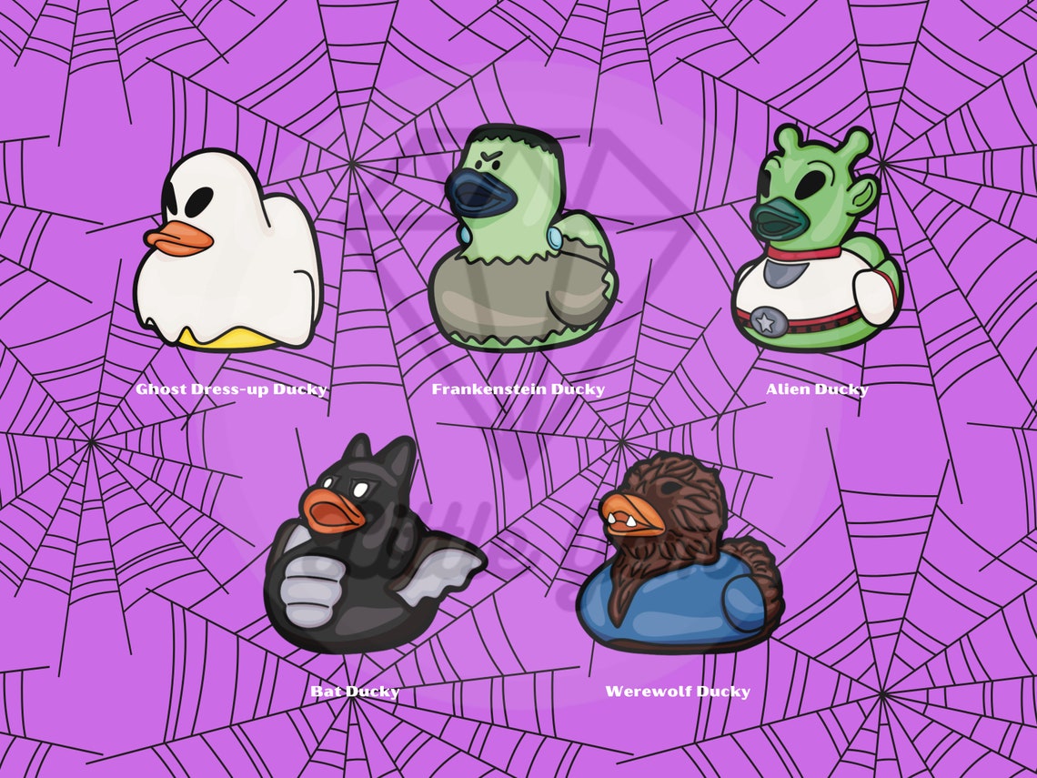Halloween Themed Rubber Duck Clipart - X25 PNG Bundle - Spooky Rubber ...