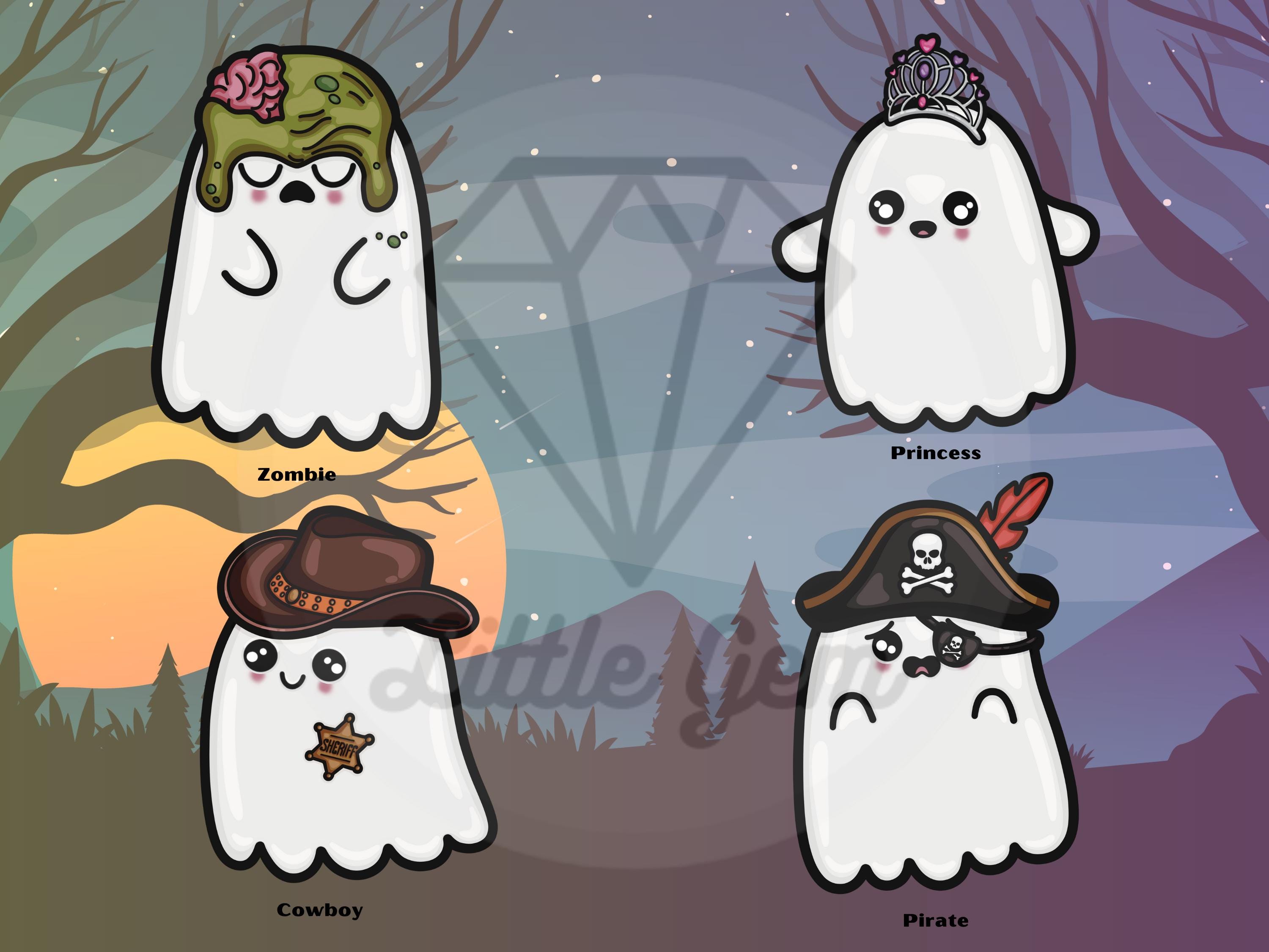 Cartoon Ghost in Costume Clipart - Cute Ghost/spooky/halloween Dress-up ...