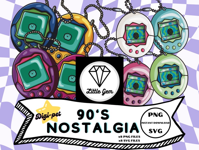 Digital-pet Clipart 90's Nostalgia X8 PNG Bundle X8 SVG Bundle Instant ...