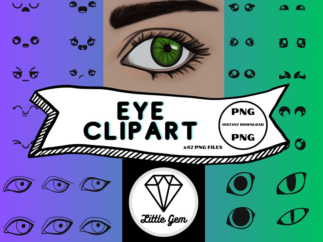 Eye Clipart - Cute Emotive Cartoon Character Eyes - Cat Eyes - Eye ...