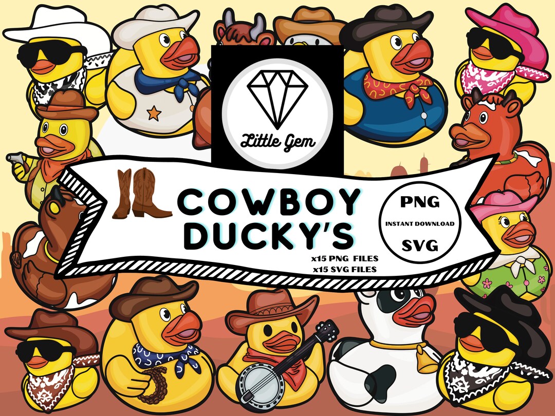 Cowboy/cow Rubber Duck Clipart X15 PNG X15 SVG Bundle Wild West Rubber ...