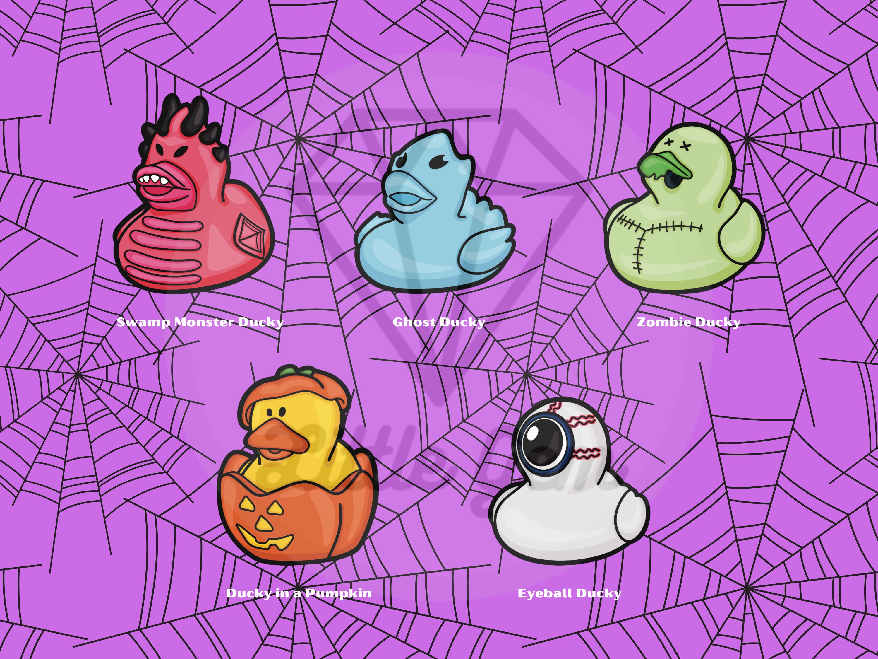 Halloween Themed Rubber Duck Clipart - X25 PNG Bundle - Spooky Rubber ...