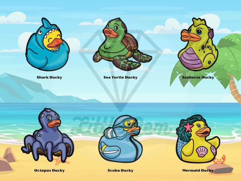 Ocean-themed Rubber Duck Clipart - X19 PNG Bundle - Seaside/holiday ...