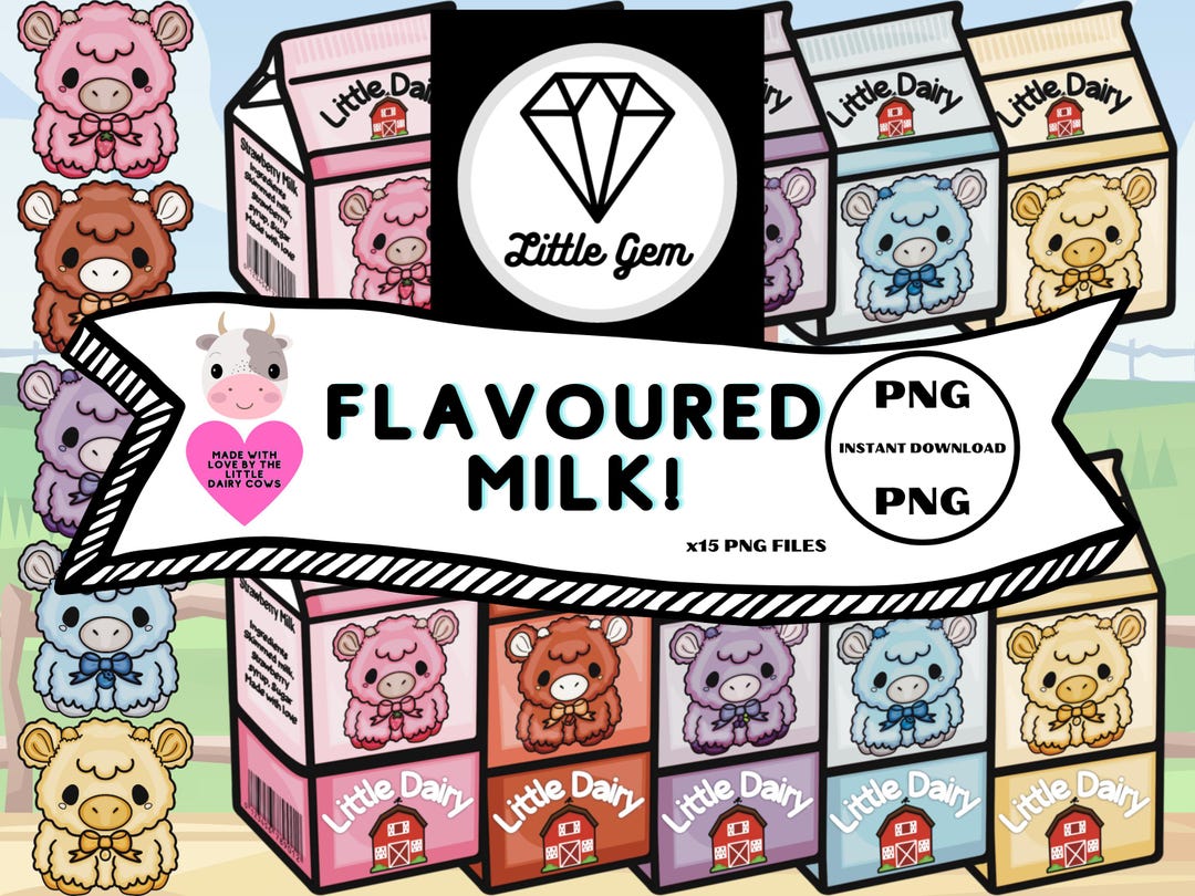 Strawberry/chocolate/banana/blueberry/grape Milk Carton Clipart ...