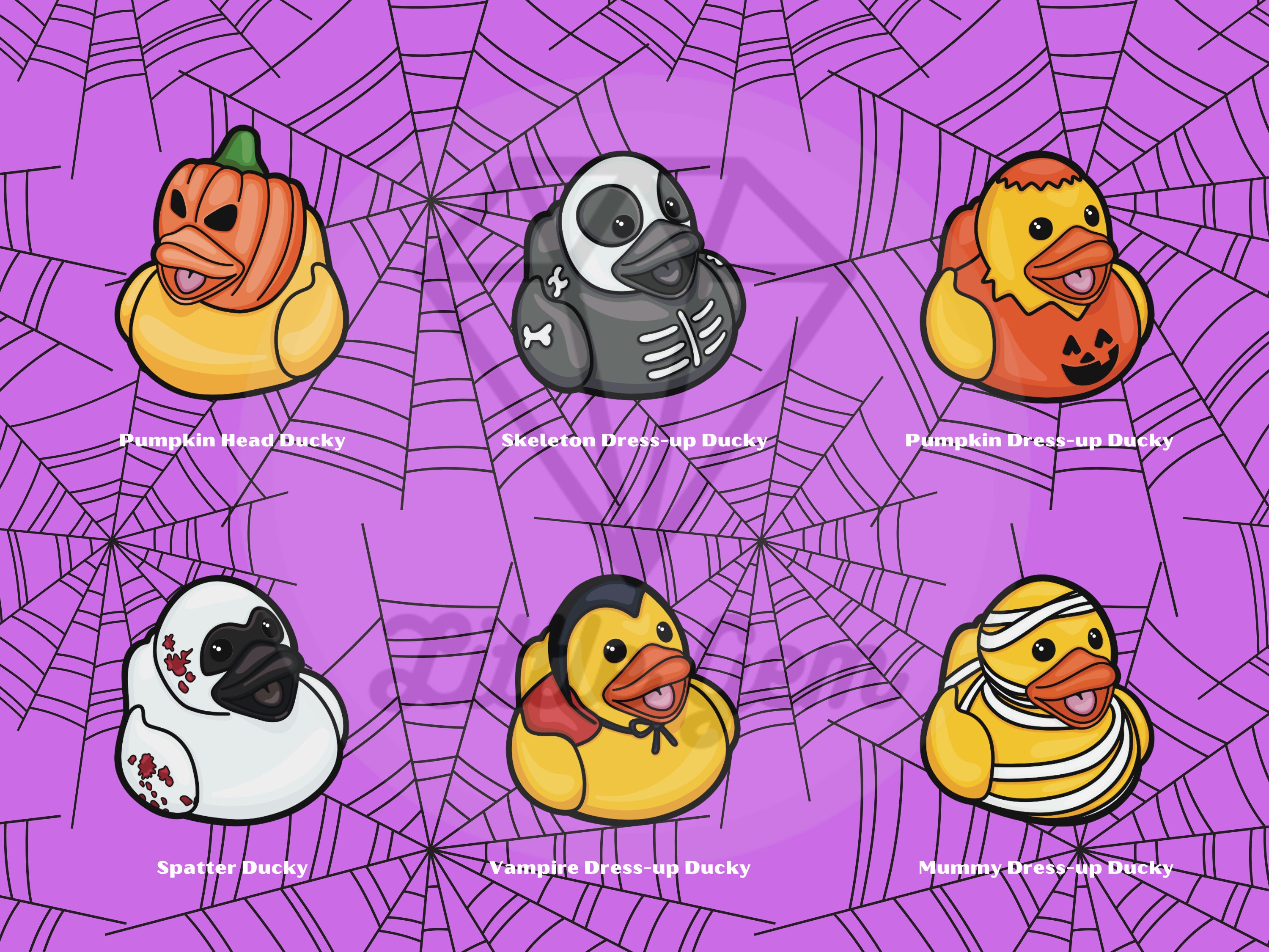 Halloween Themed Rubber Duck Clipart - X25 PNG Bundle - Spooky Rubber ...