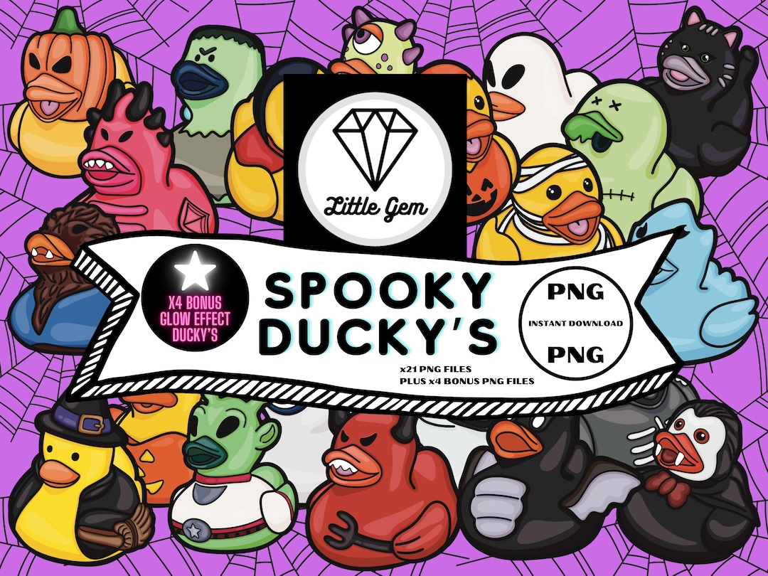 Halloween Themed Rubber Duck Clipart - X25 PNG Bundle - Spooky Rubber ...