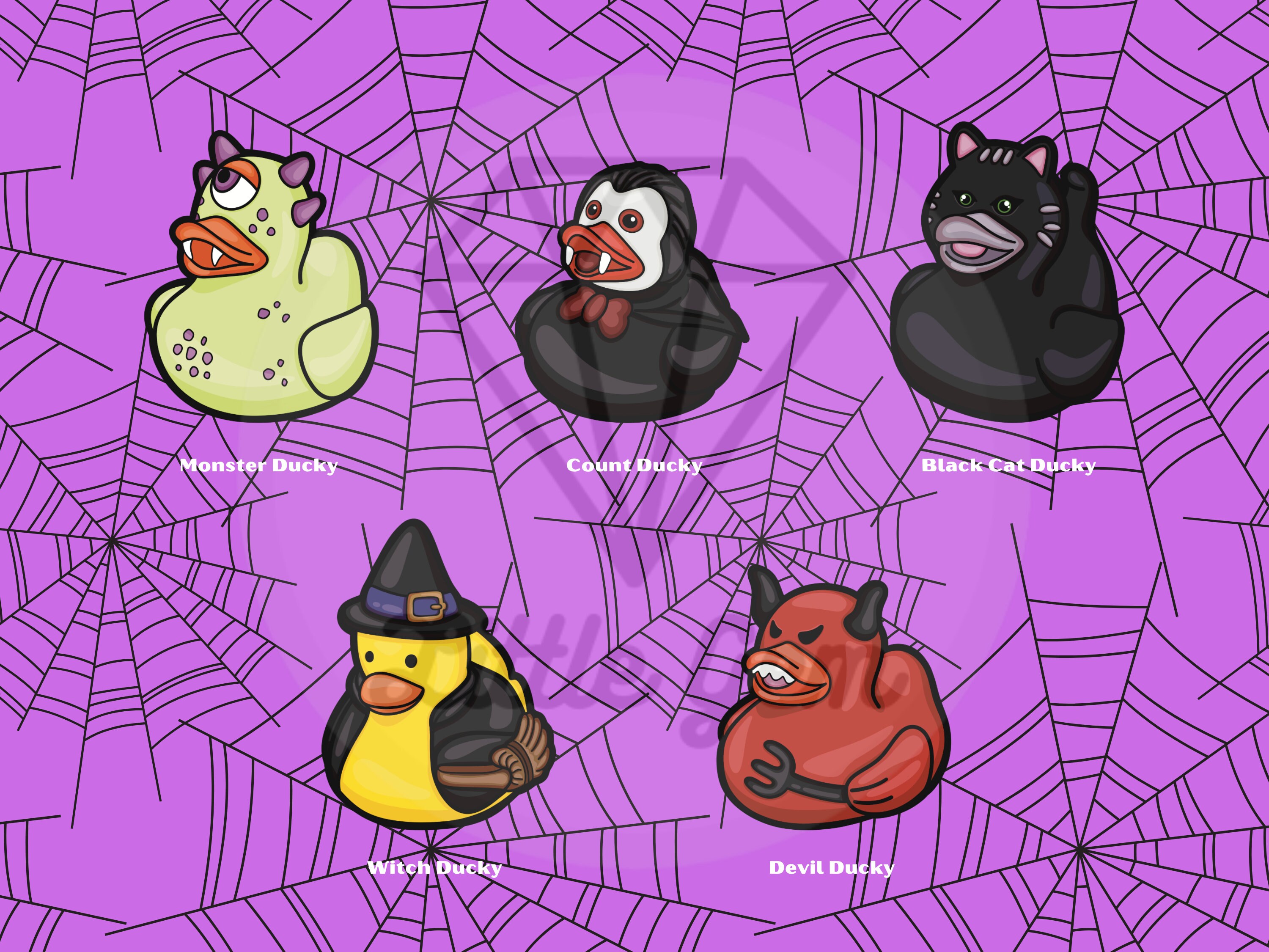 Halloween Themed Rubber Duck Clipart - X25 PNG Bundle - Spooky Rubber ...