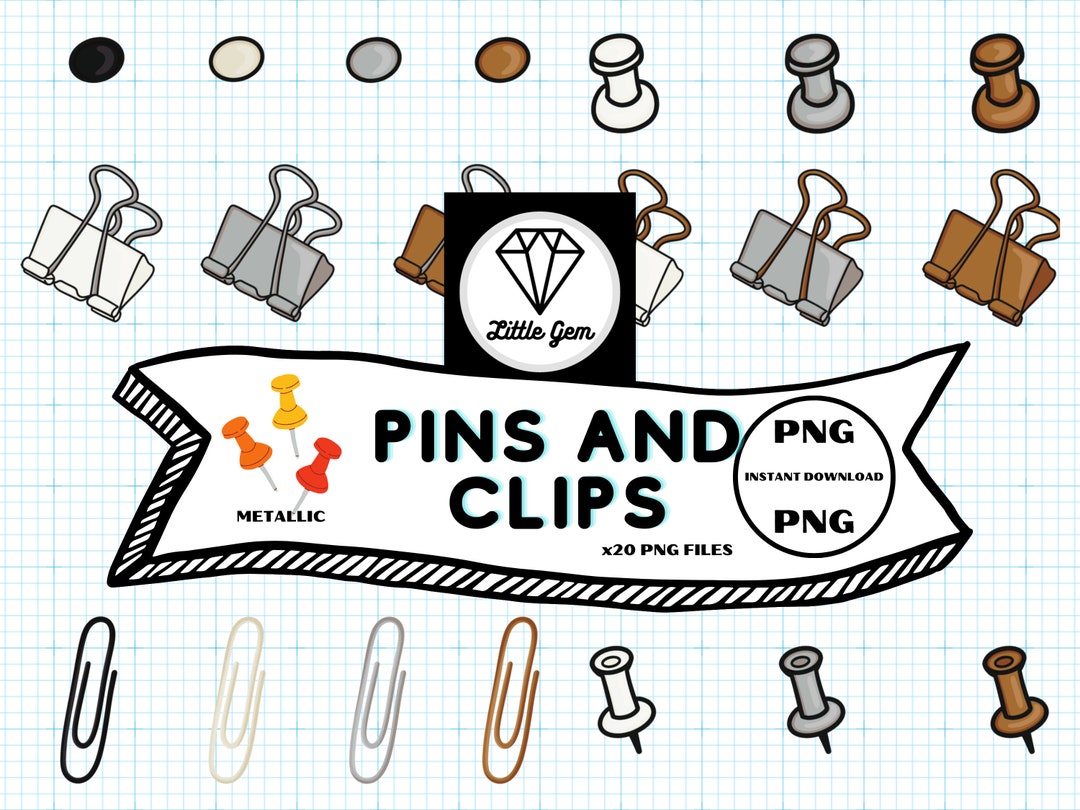 Digital Journal and Planner Stickers Pins and Clips Clipart - X20 PNG ...