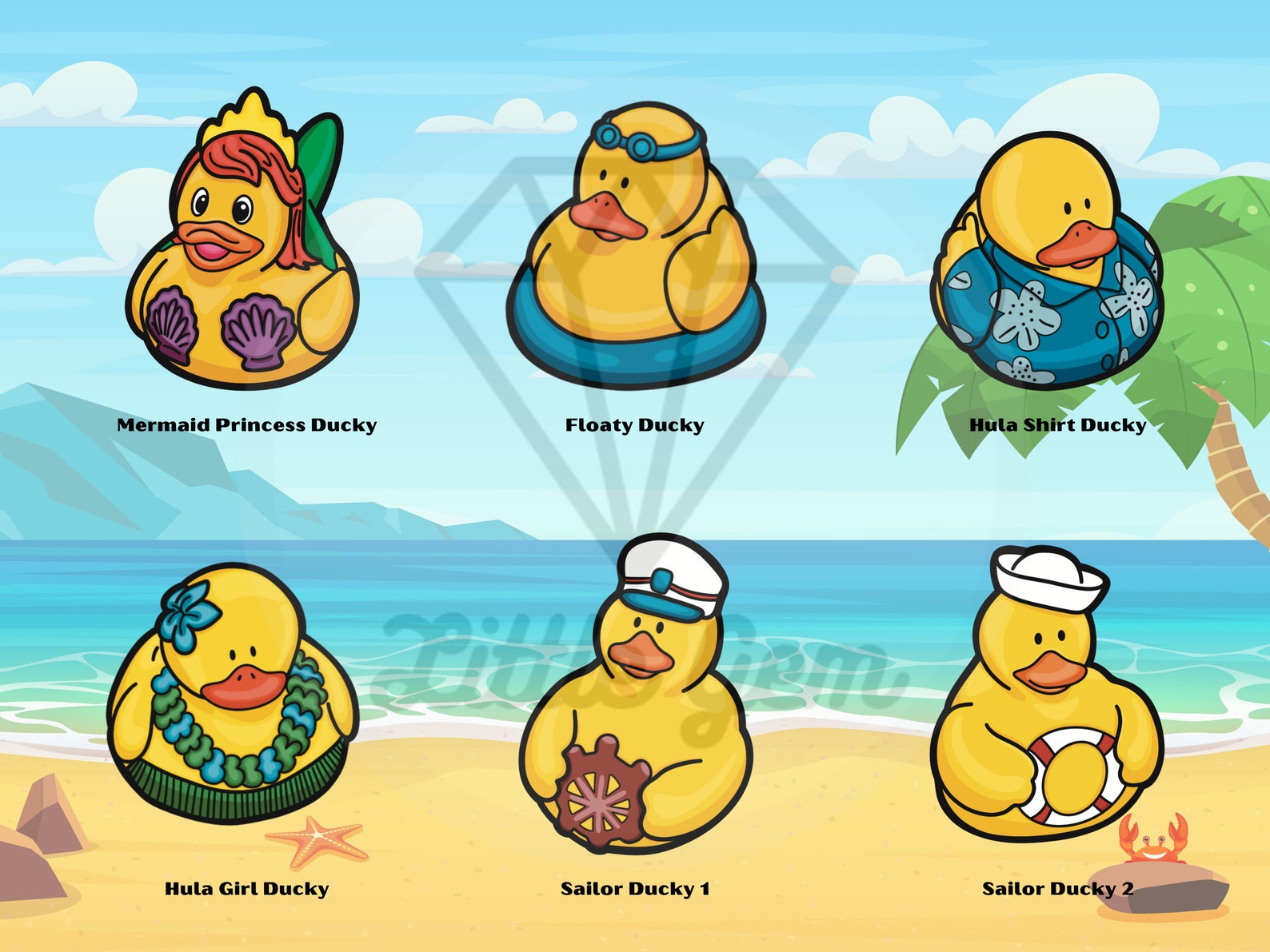 Ocean-themed Rubber Duck Clipart - X19 PNG Bundle - Seaside/holiday ...