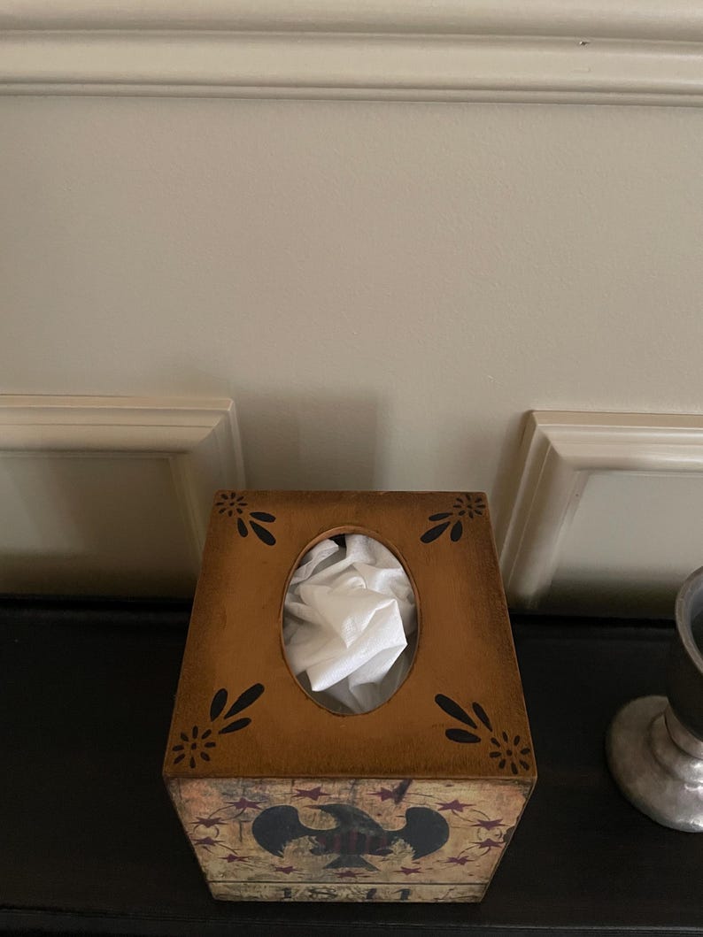 Colonial, Primitive, Early American Tissue Box Cover - Etsy