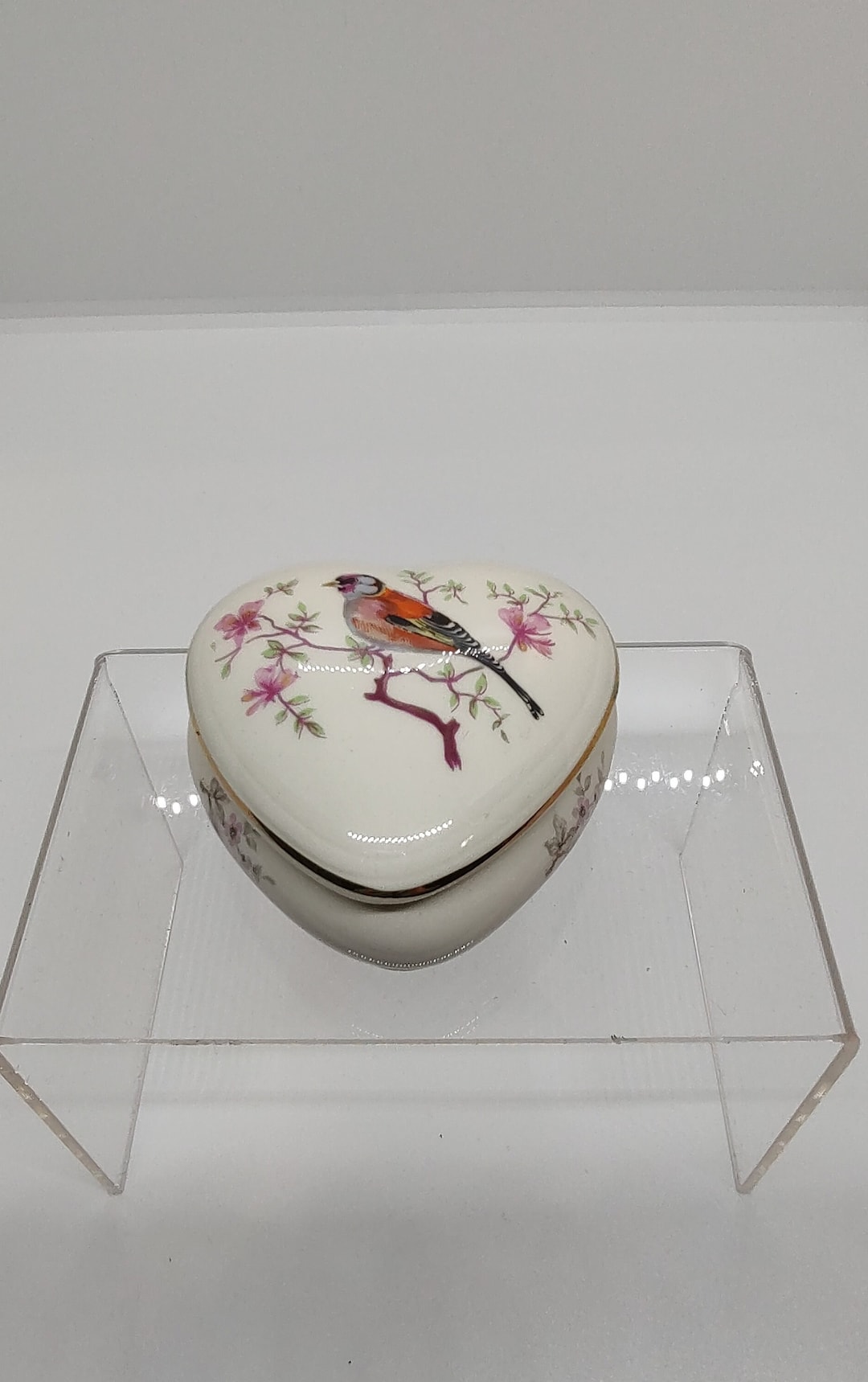 Royal Worcester Spode Vintage Heart Shaped Trinket Box With Painted ...