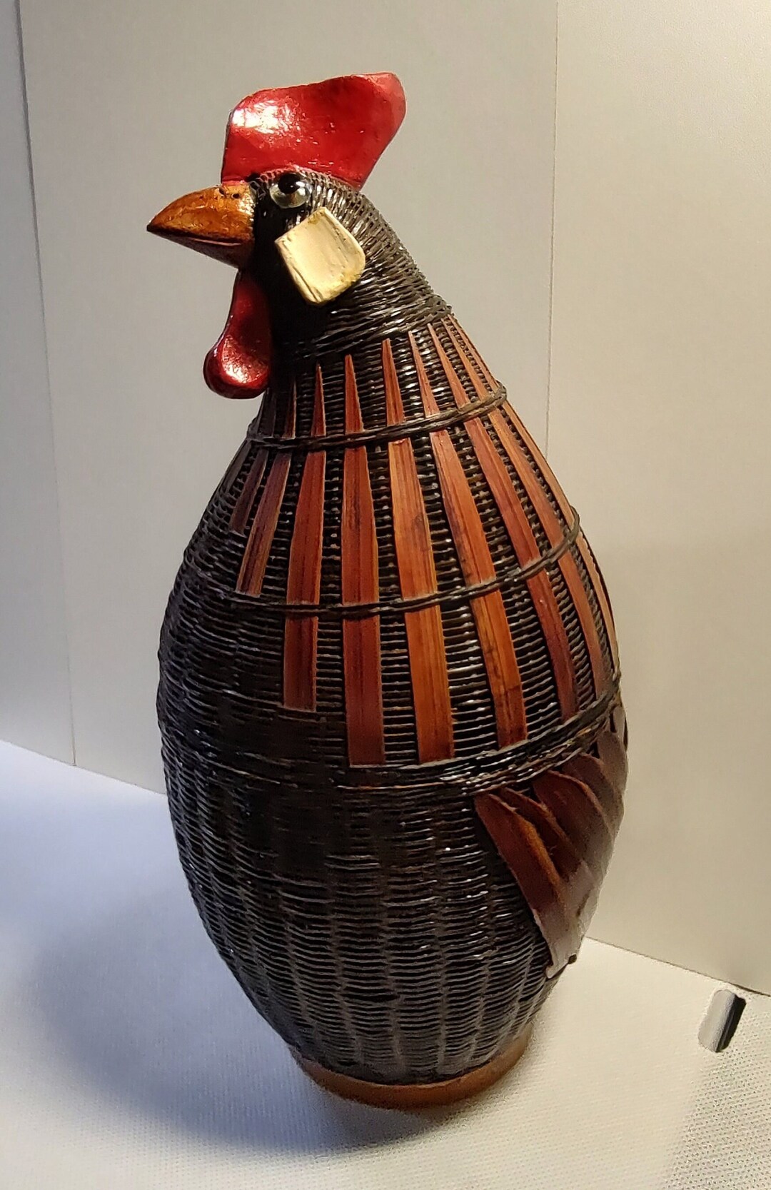 Rooster Lidded Wicker/woven Bamboo Basket - Etsy