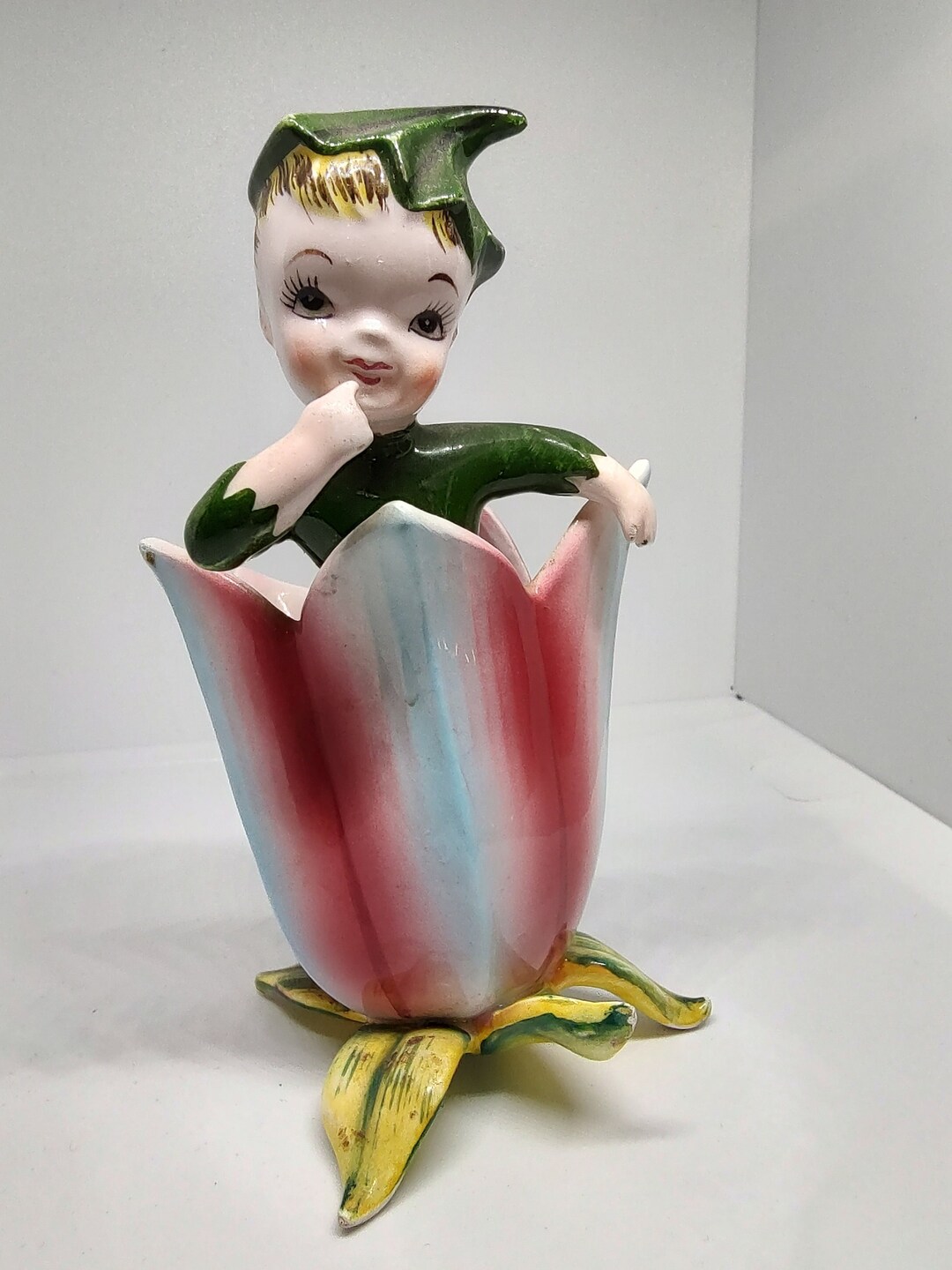 Norcrest Pixie Standing Inside a Pink and Blue Tulip. - Etsy