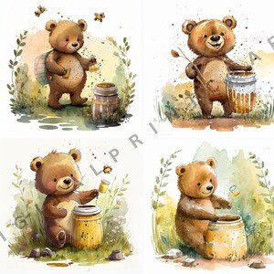 Teddy Bear Honey Clipart -16 High Quality Jpgs - Digital Download ...