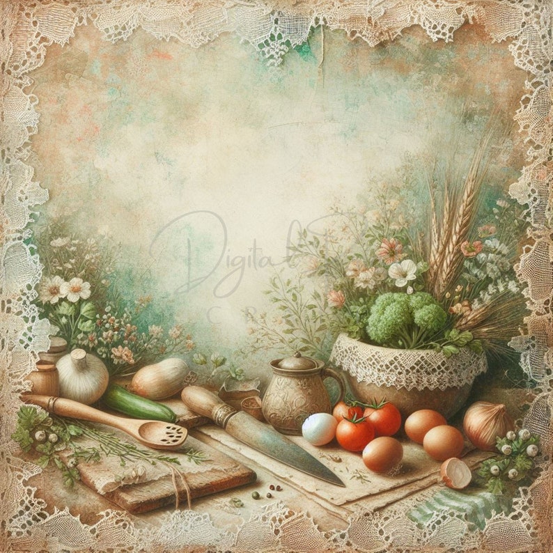 Shabby Chic Kitchen Utensils, Vintage Clipart, 29 High Quality Jpgs ...