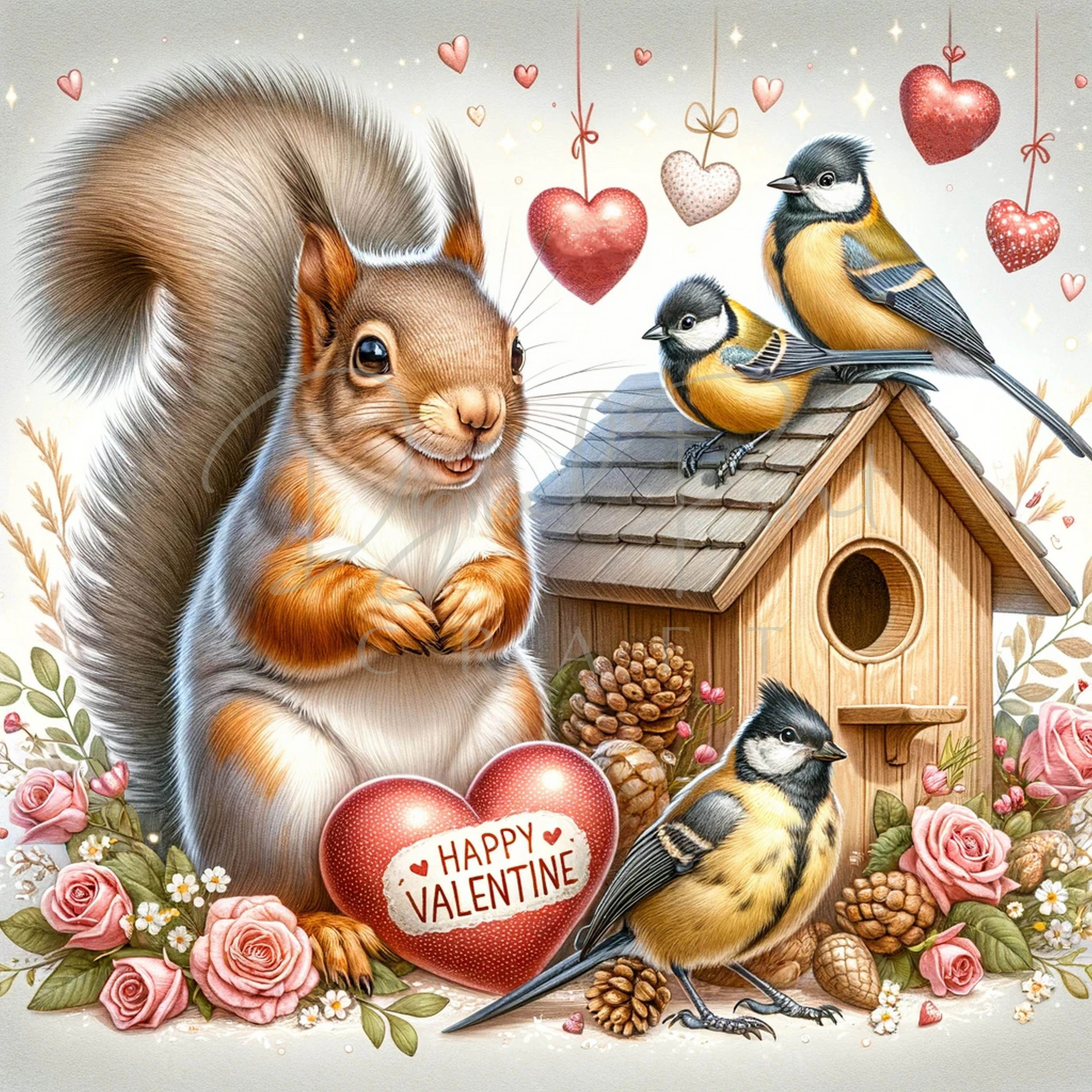 Valentine Squirrel Clipart, 10 JPG Valentines Day Clipart, Valentine ...