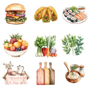 Watercolor Cooking Clipart Bundle – PNG Digital Download,hand-drawn ...