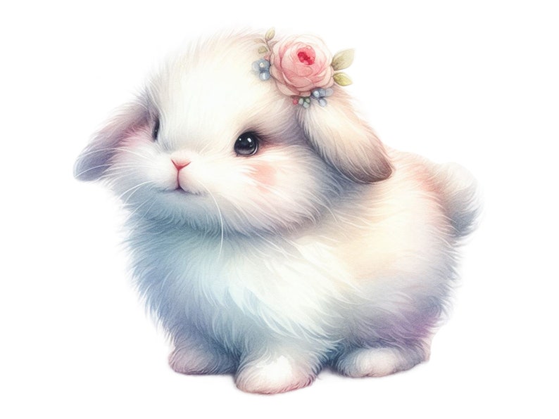Colorful Cute Bunny Clipart PNG Bundle, 14 Watercolor PNG Files for ...